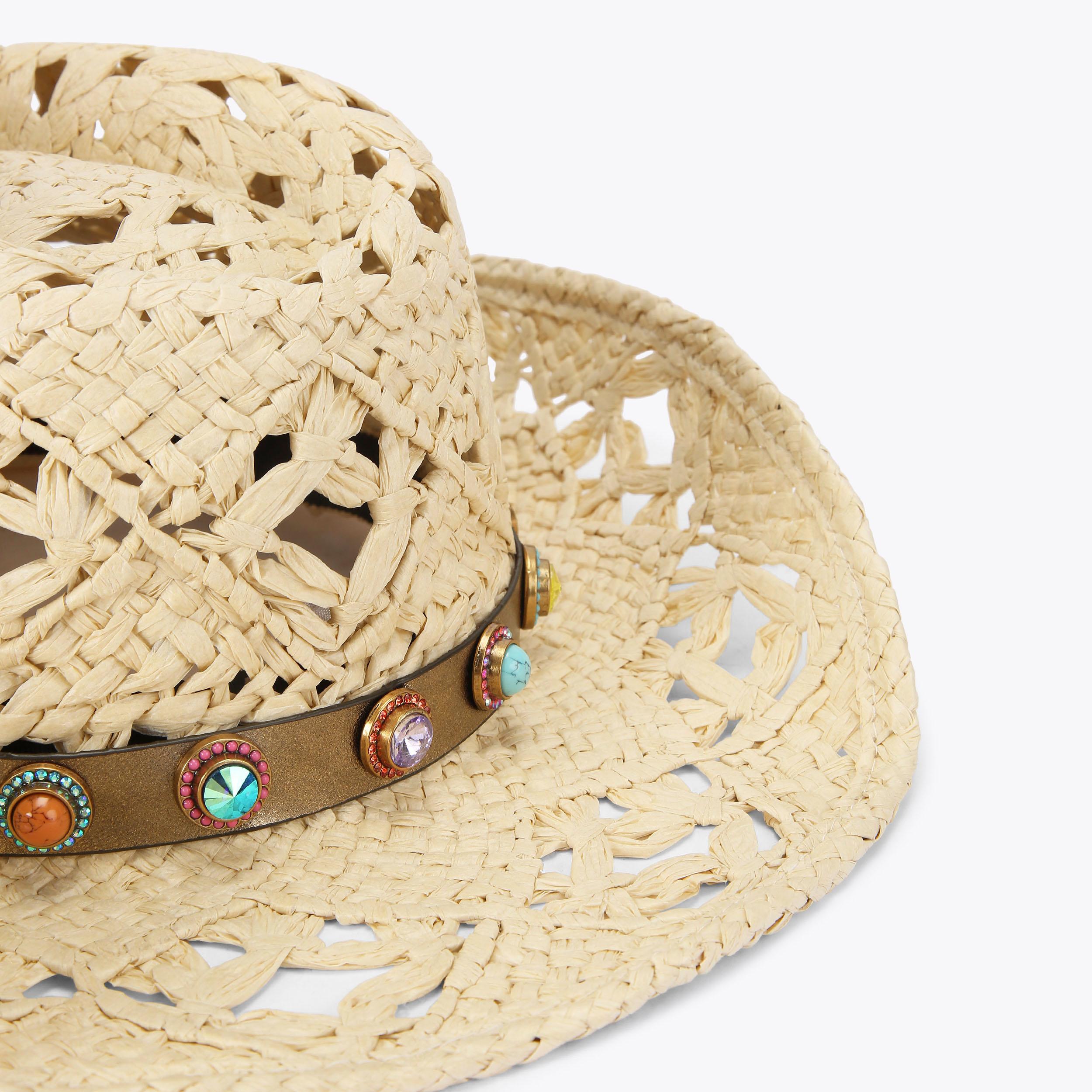 OCTAVIA WESTERN HAT Natural Woven Hat by KURT GEIGER LONDON