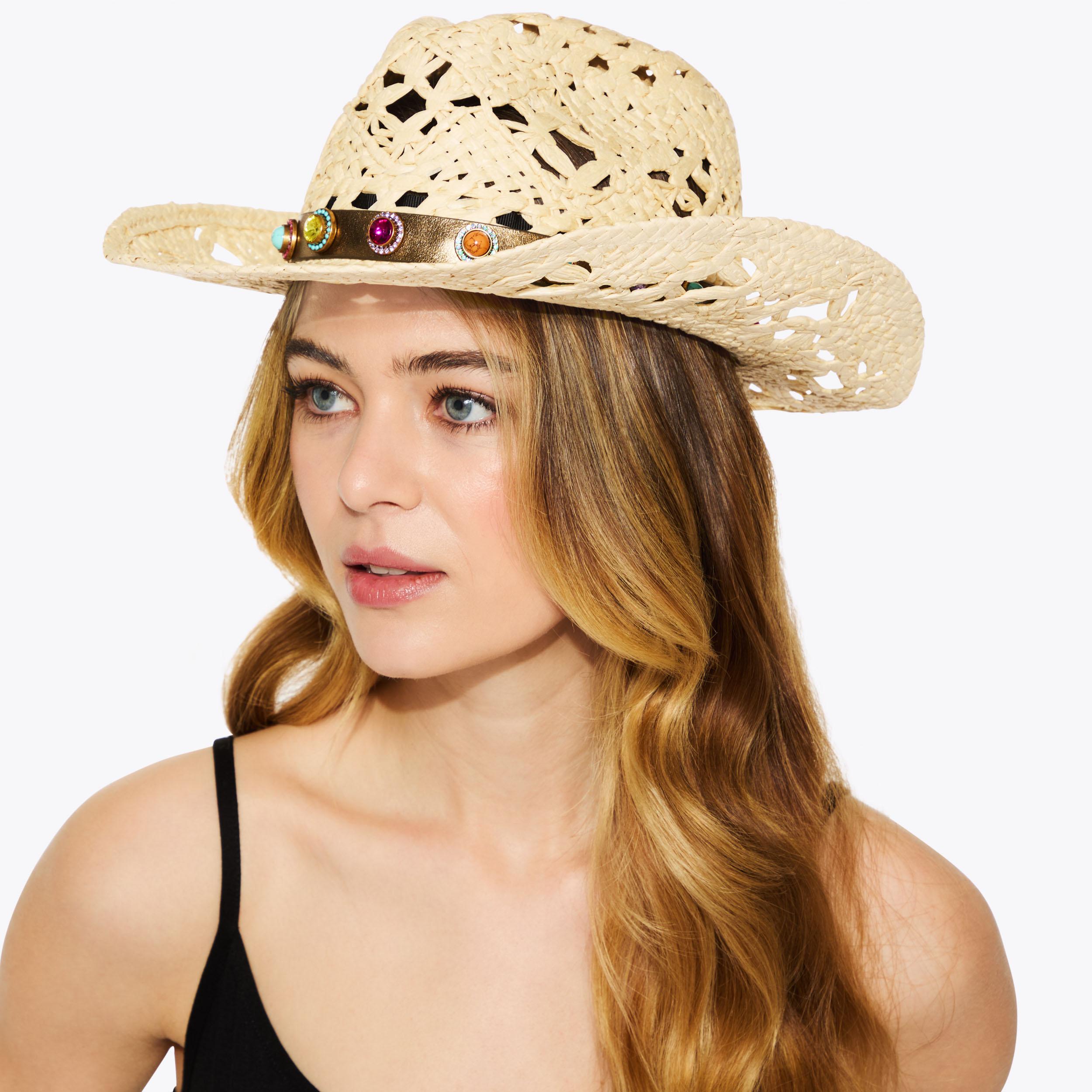 OCTAVIA WESTERN HAT Natural Woven Hat by KURT GEIGER LONDON