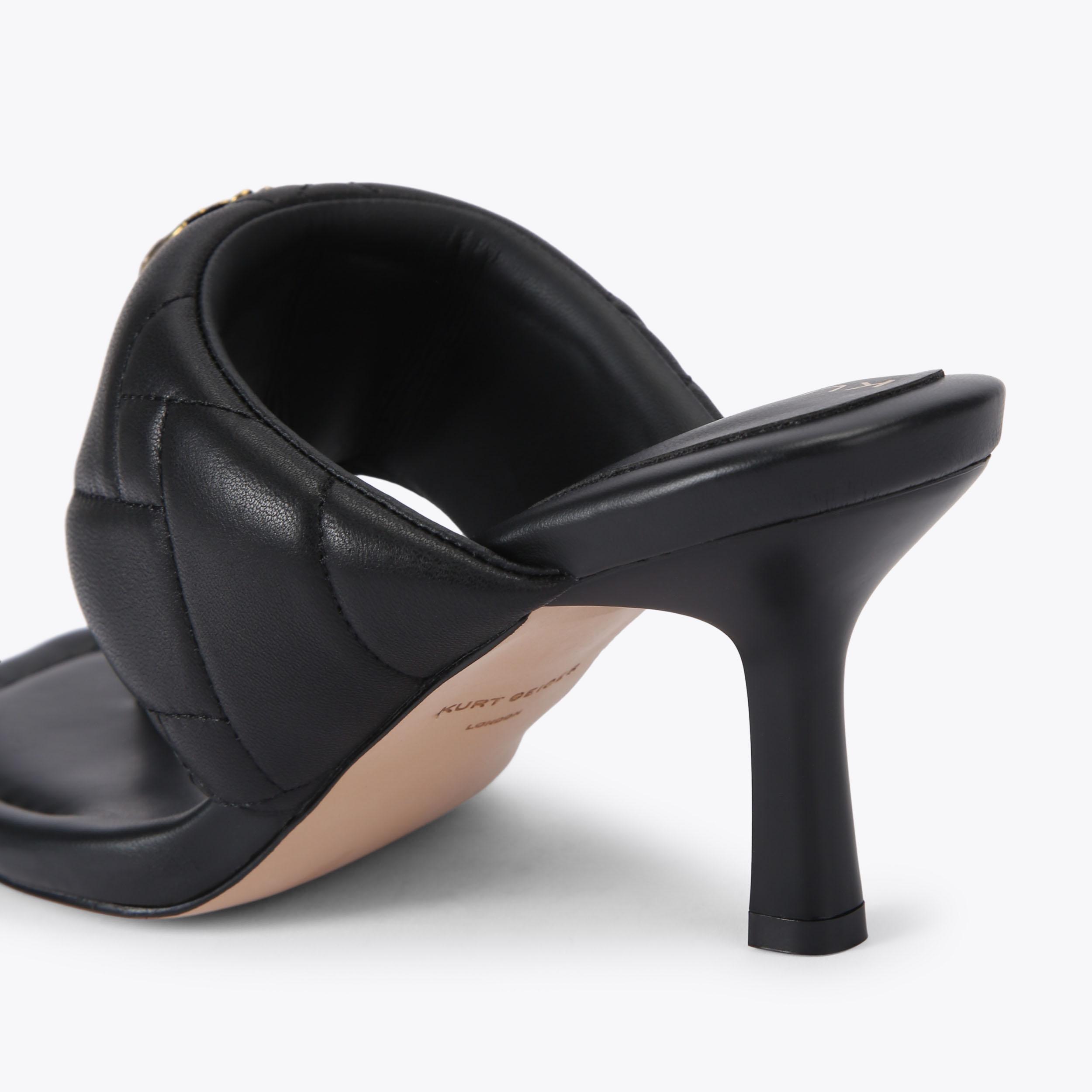 PUFF THONG HEEL 85 Black Quilted Heeled Sandal by KURT GEIGER LONDON