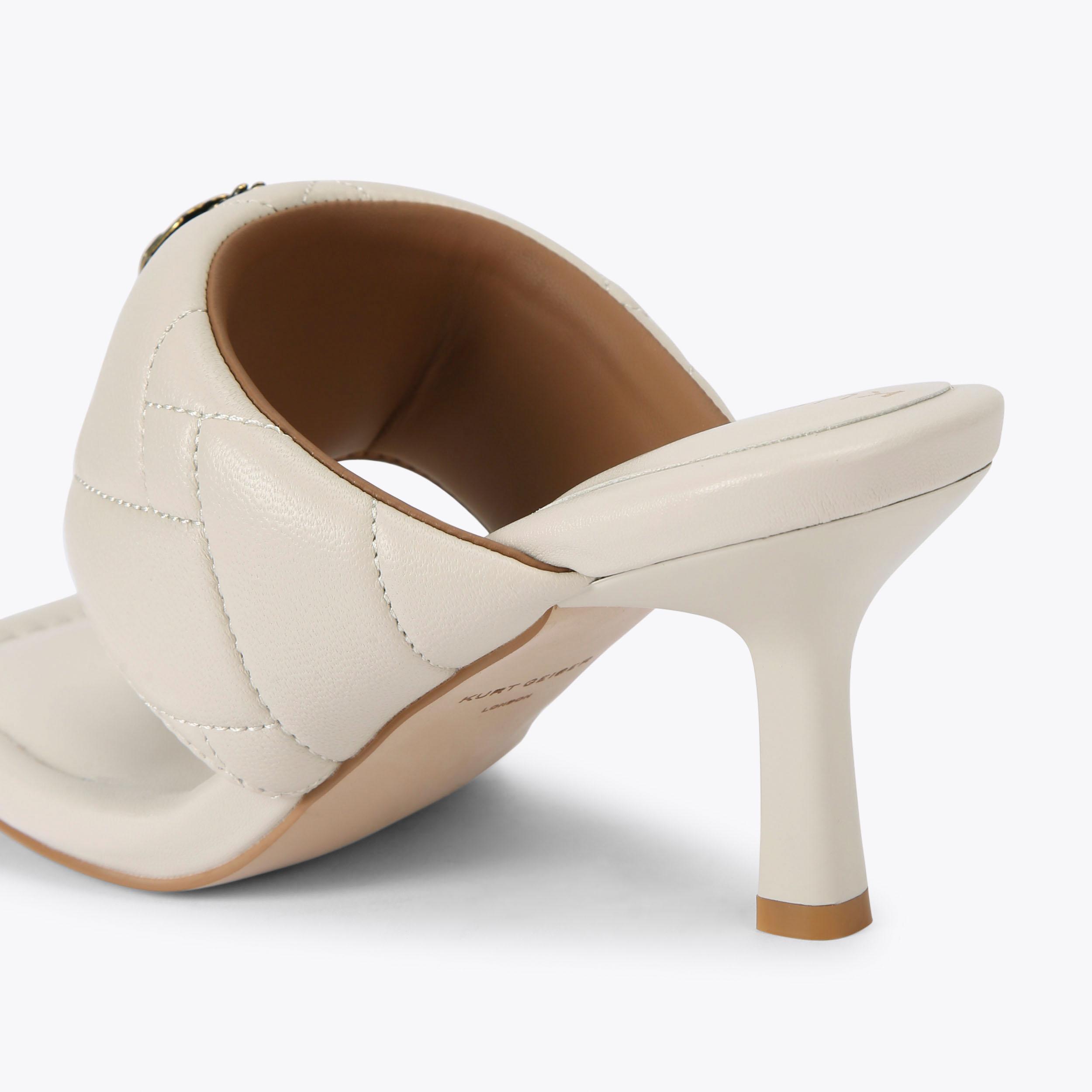 PUFF THONG HEEL 85 Bone Leather T-Bar Sandal by KURT GEIGER LONDON