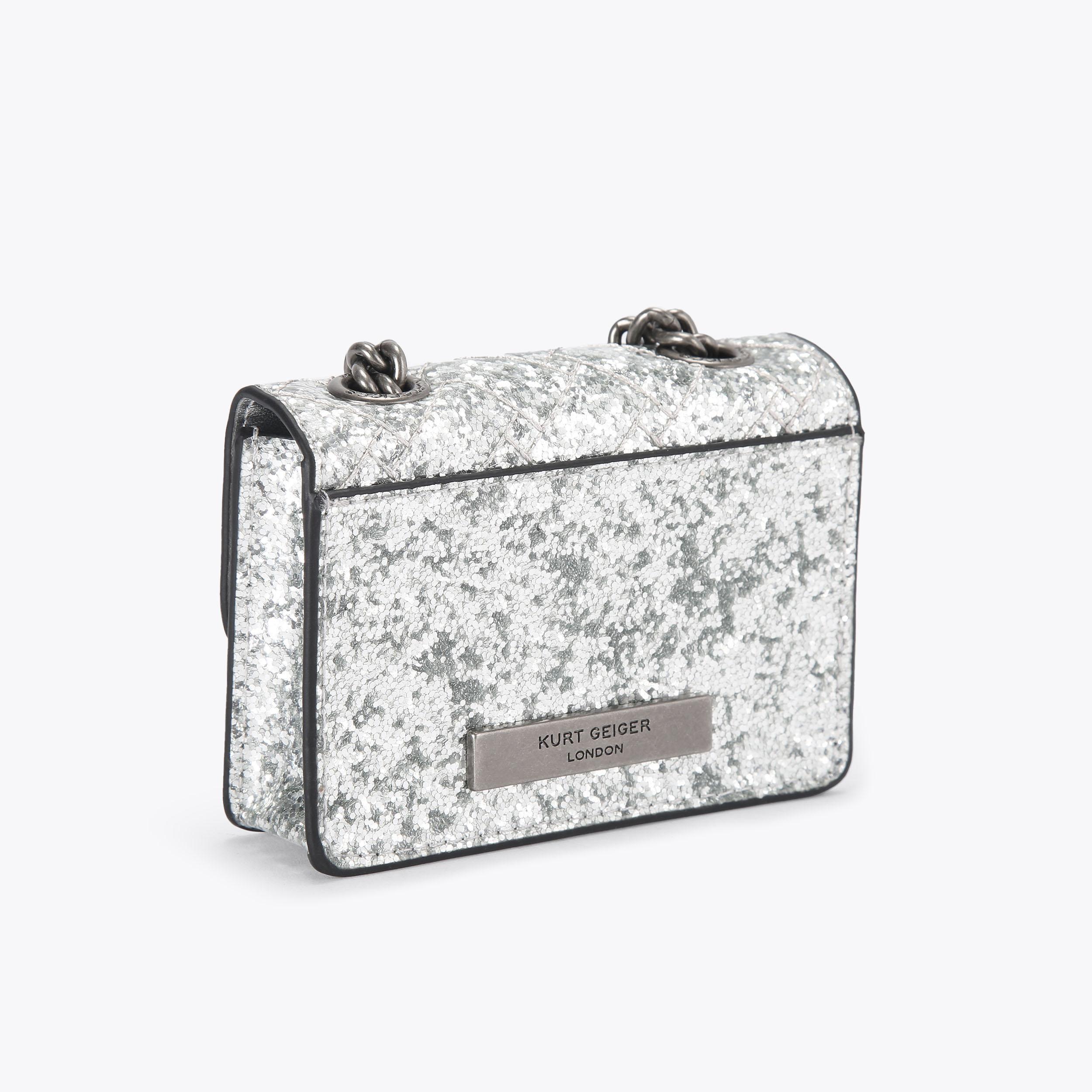 MICRO KENSINGTON Silver Glitter Micro Bag by KURT GEIGER LONDON