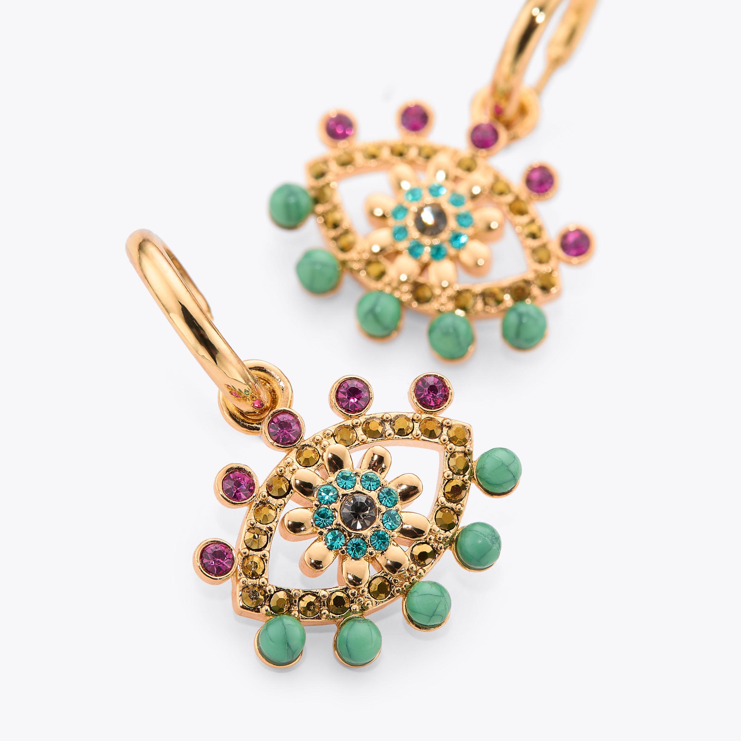 MIXED GEM EYE HUGGIES Crystal Evil Eye Earrings by KURT GEIGER LONDON