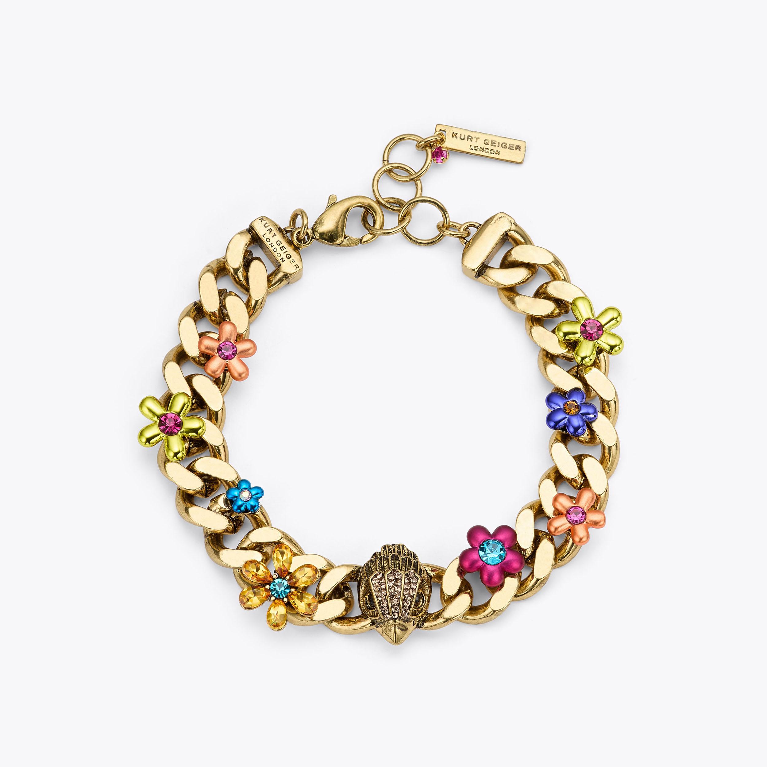 FLORAL EAGLE BRACELET Antiqued Brass Chain Bracelet by KURT GEIGER LONDON