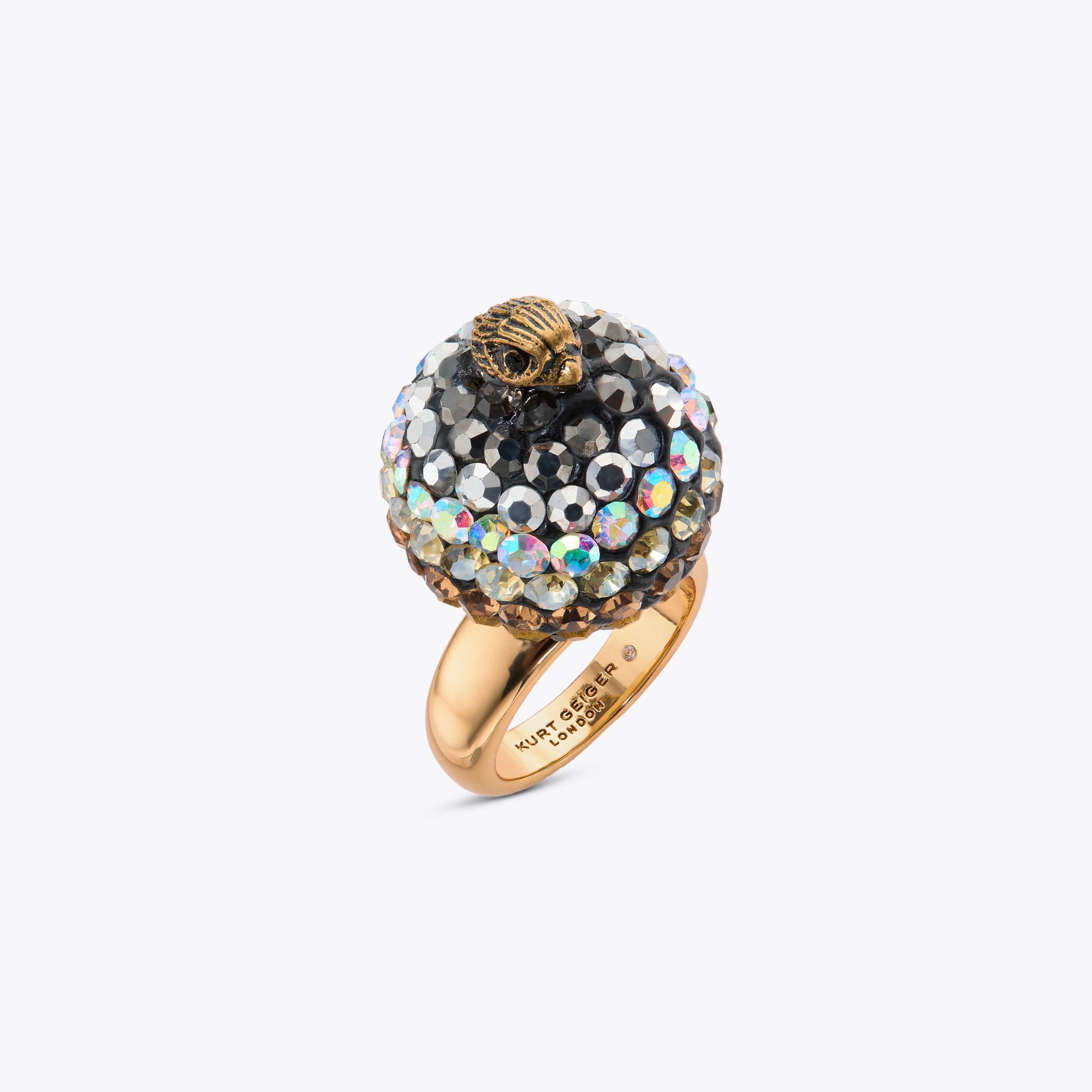 PAVE BUBBLE RING Rainbow Crystal Ring by KURT GEIGER LONDON