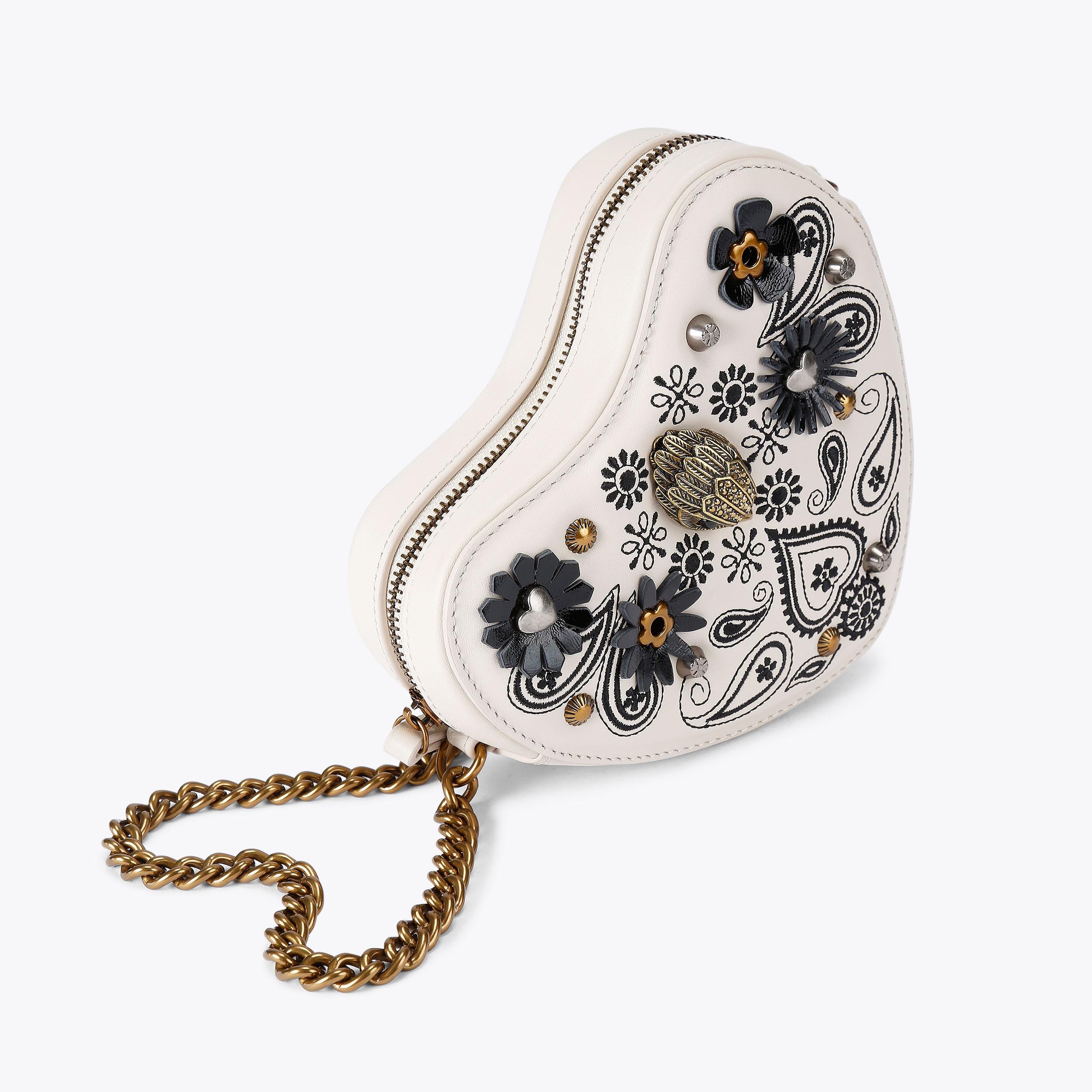 KENSINGTON HEART X FLOWER Bone Stitched Heart Cross Body Purse by KURT ...