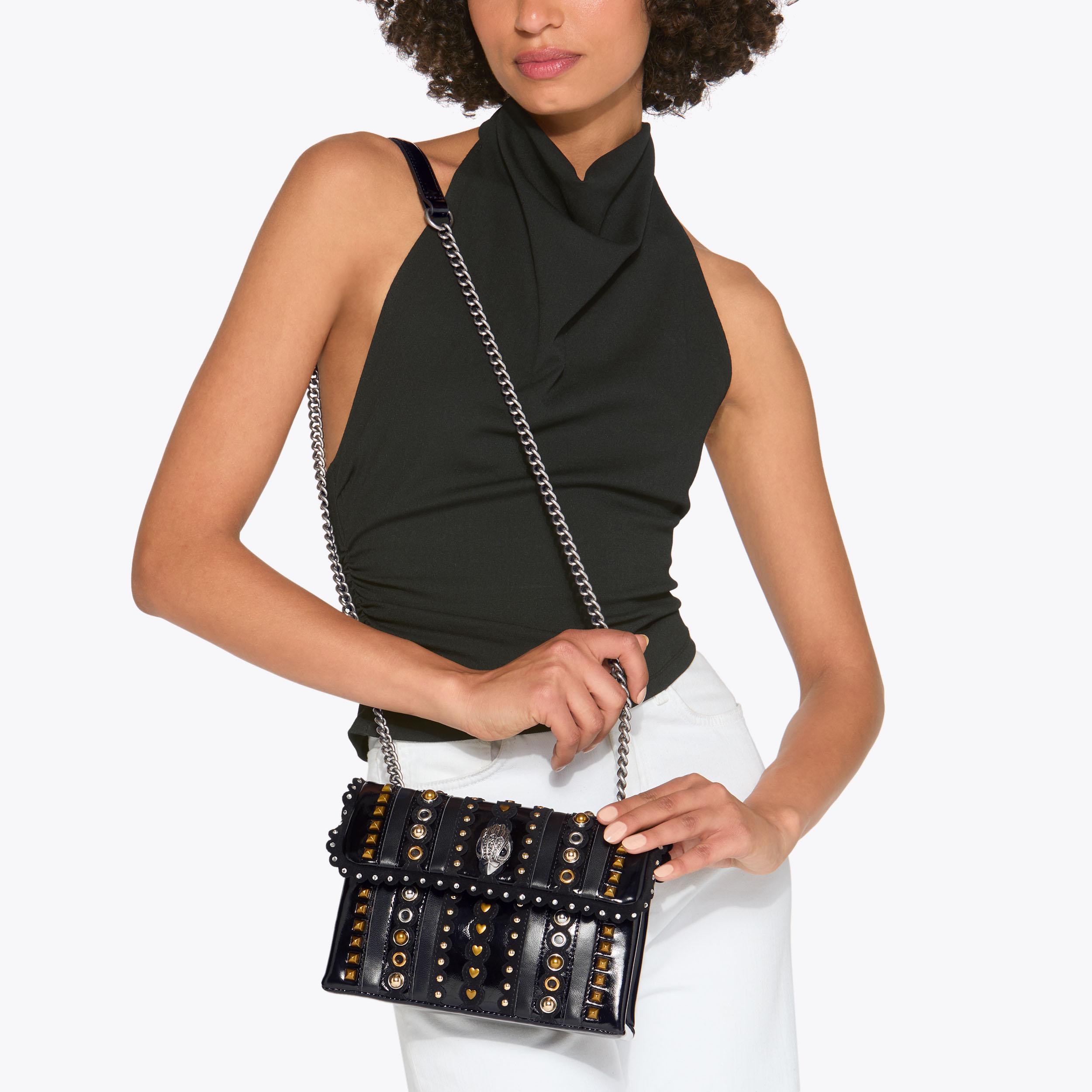 MD KENSINGTON STUDS Black Studded Leather Purse by KURT GEIGER LONDON