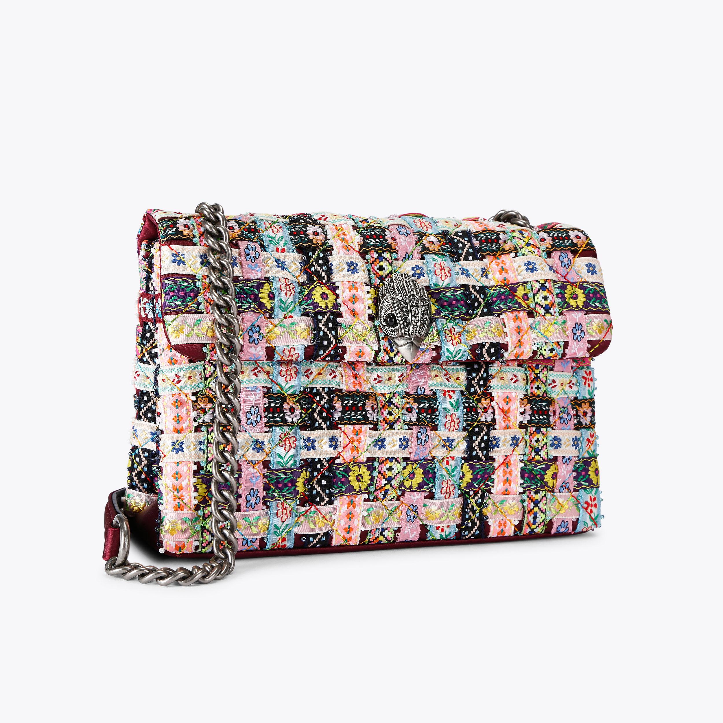 MEDIUM KENSINGTON Fuchsia Suede Shoulder Bag by KURT GEIGER LONDON