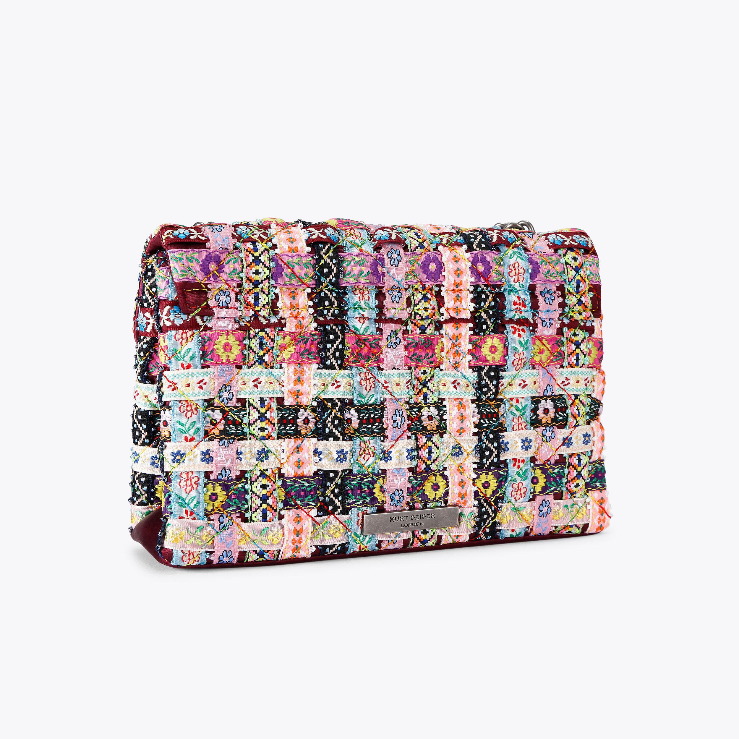 MEDIUM KENSINGTON Fuchsia Suede Shoulder Bag by KURT GEIGER LONDON