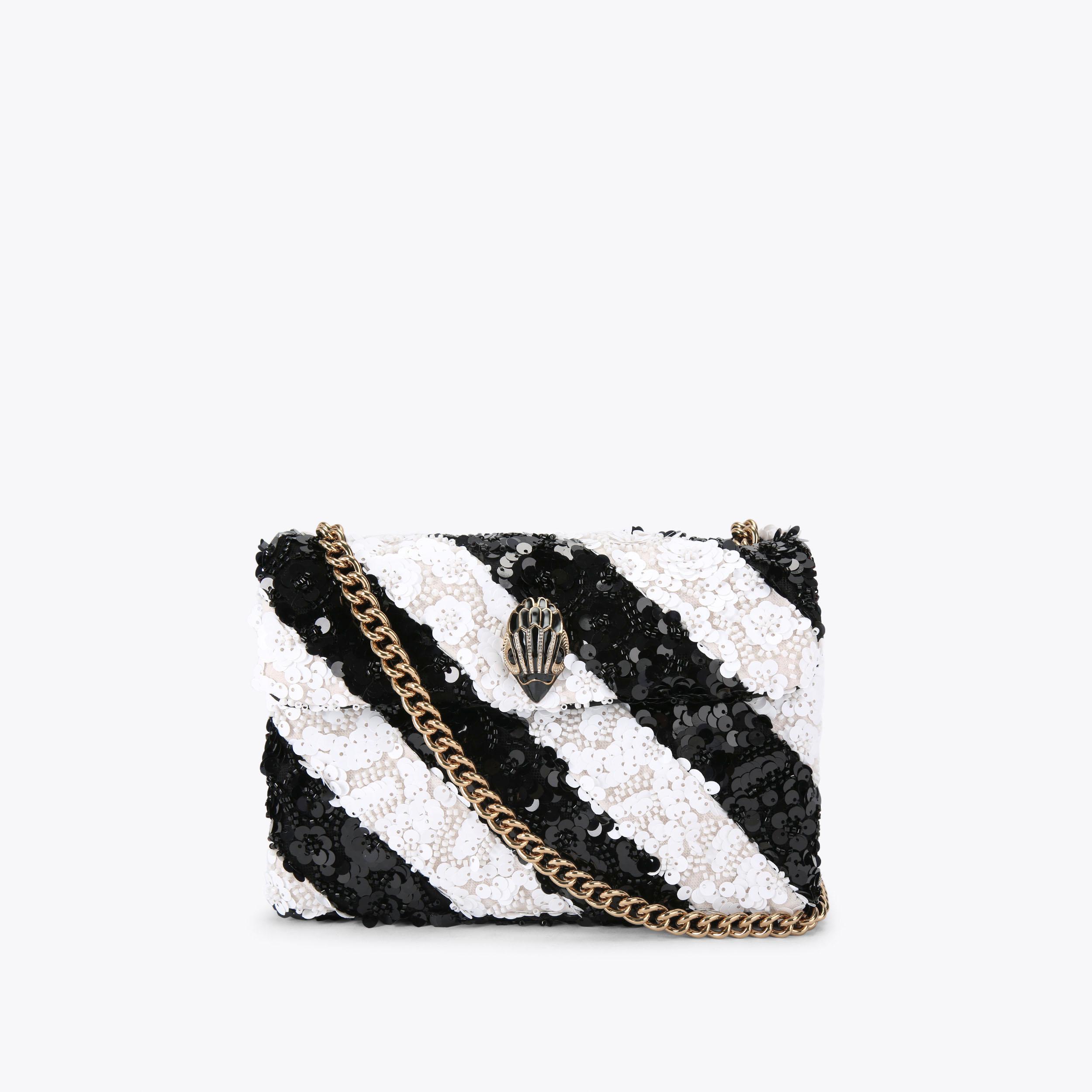 SEQUINS MD KENSINGTON E Black White Sequin Mini Bag by KURT GEIGER LONDON