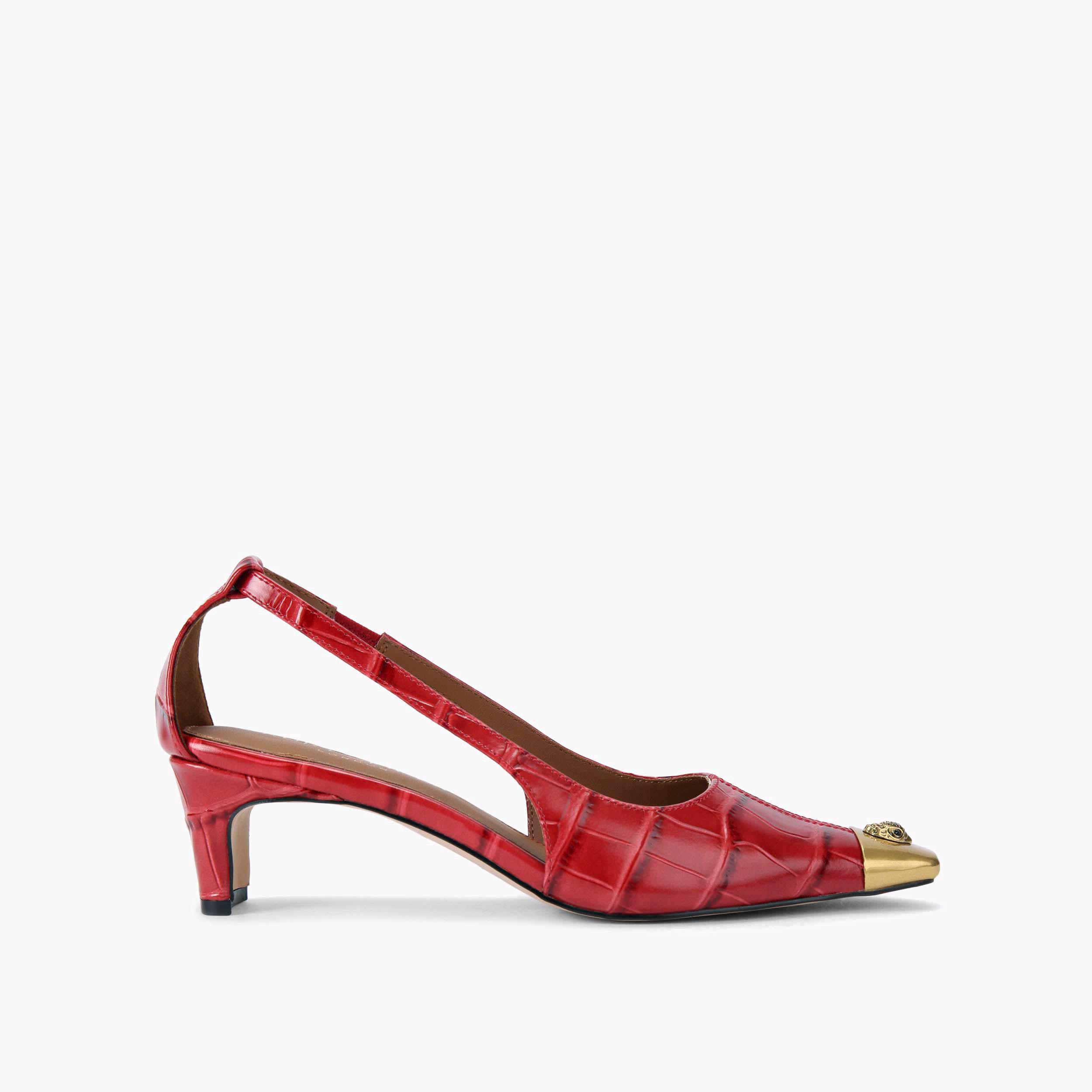 REGENT OPEN COURT Red Croc Leather Court Heel by KURT GEIGER LONDON