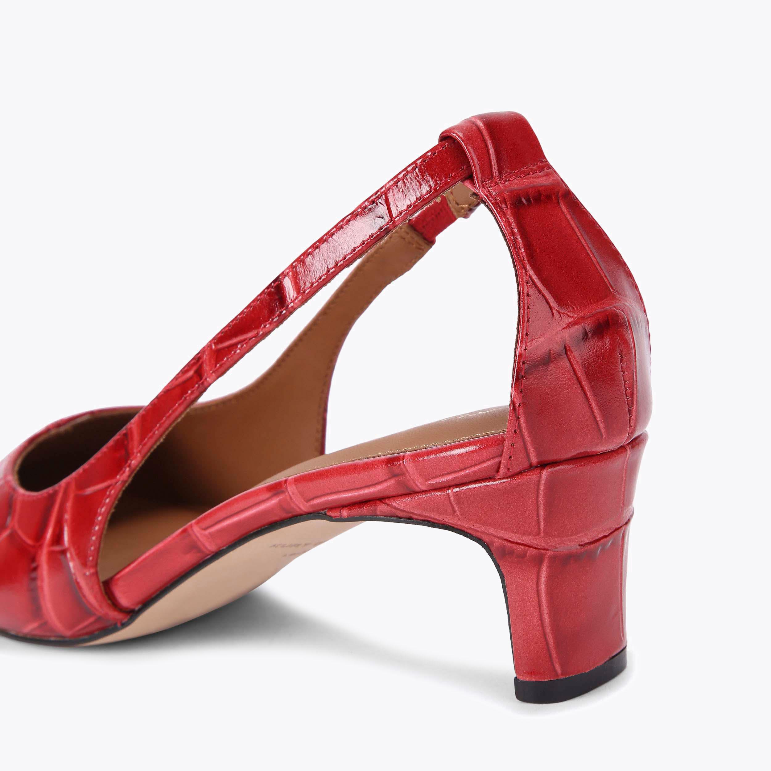 REGENT OPEN COURT Red Croc Leather Court Heel by KURT GEIGER LONDON