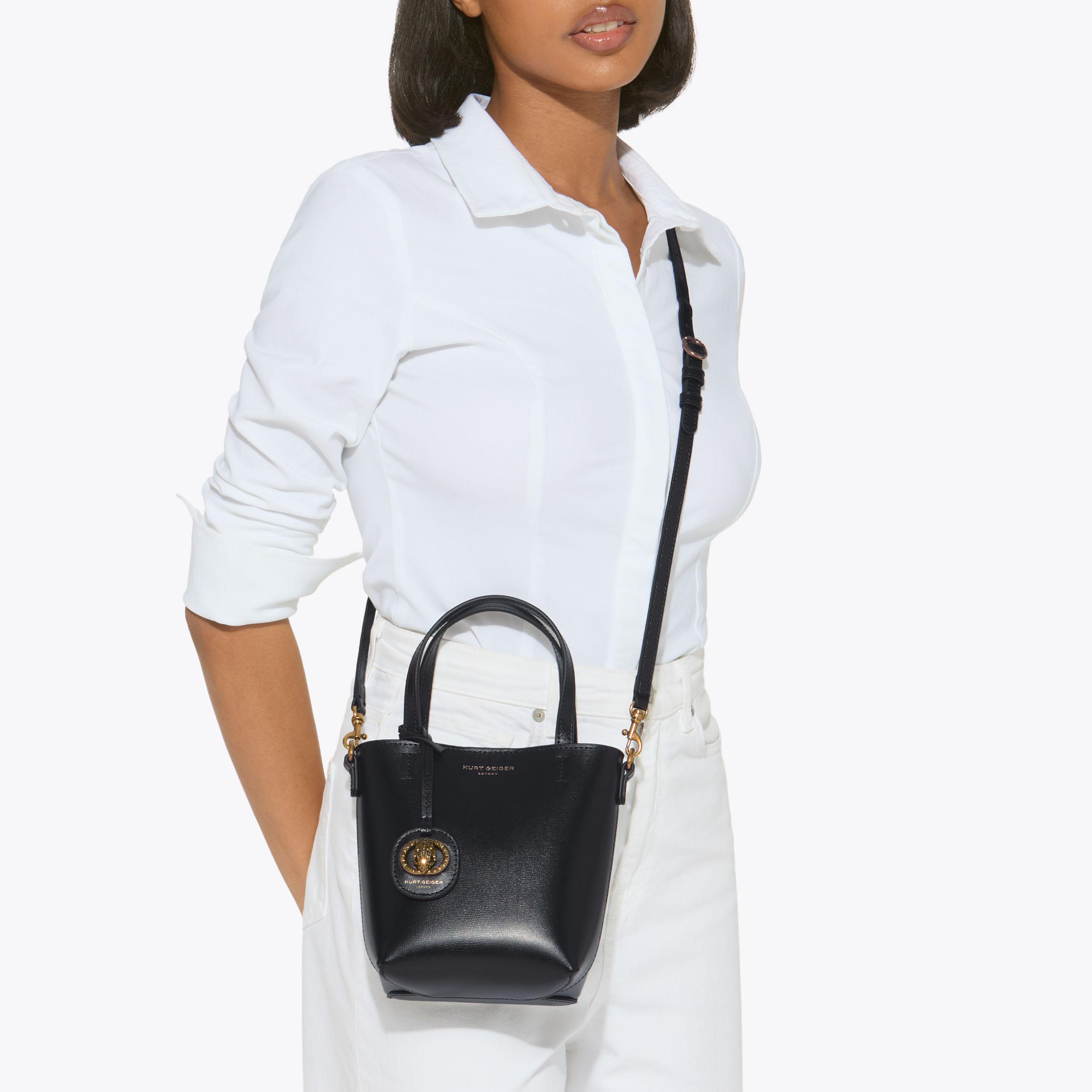 CHELSEA SM SHOPPER BAG Black Leather Shopper Bag by KURT GEIGER LONDON