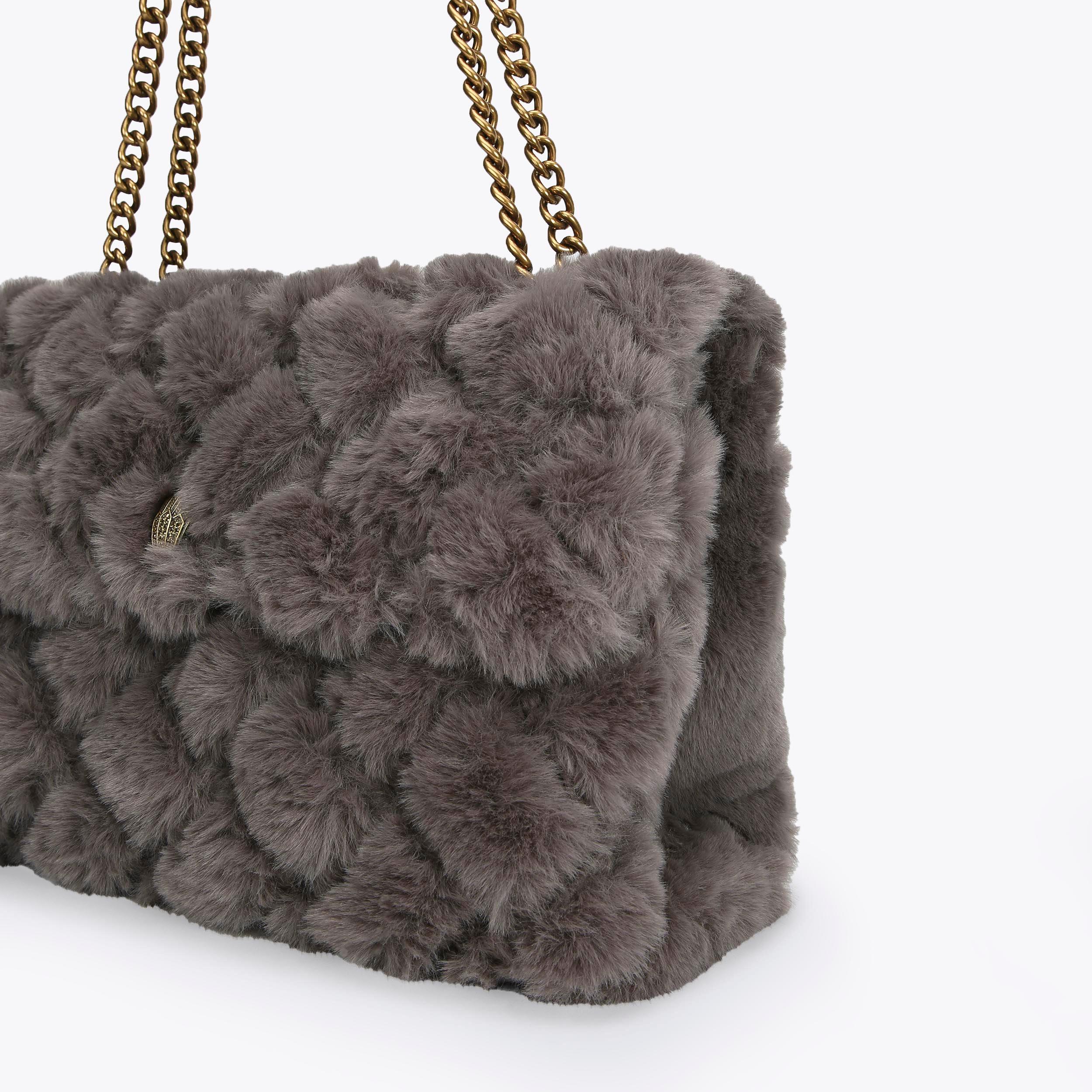 KENSINGTON SOFT XXL BAG XXL Soft Grey Cross Body Faux Fur Purse by KURT ...