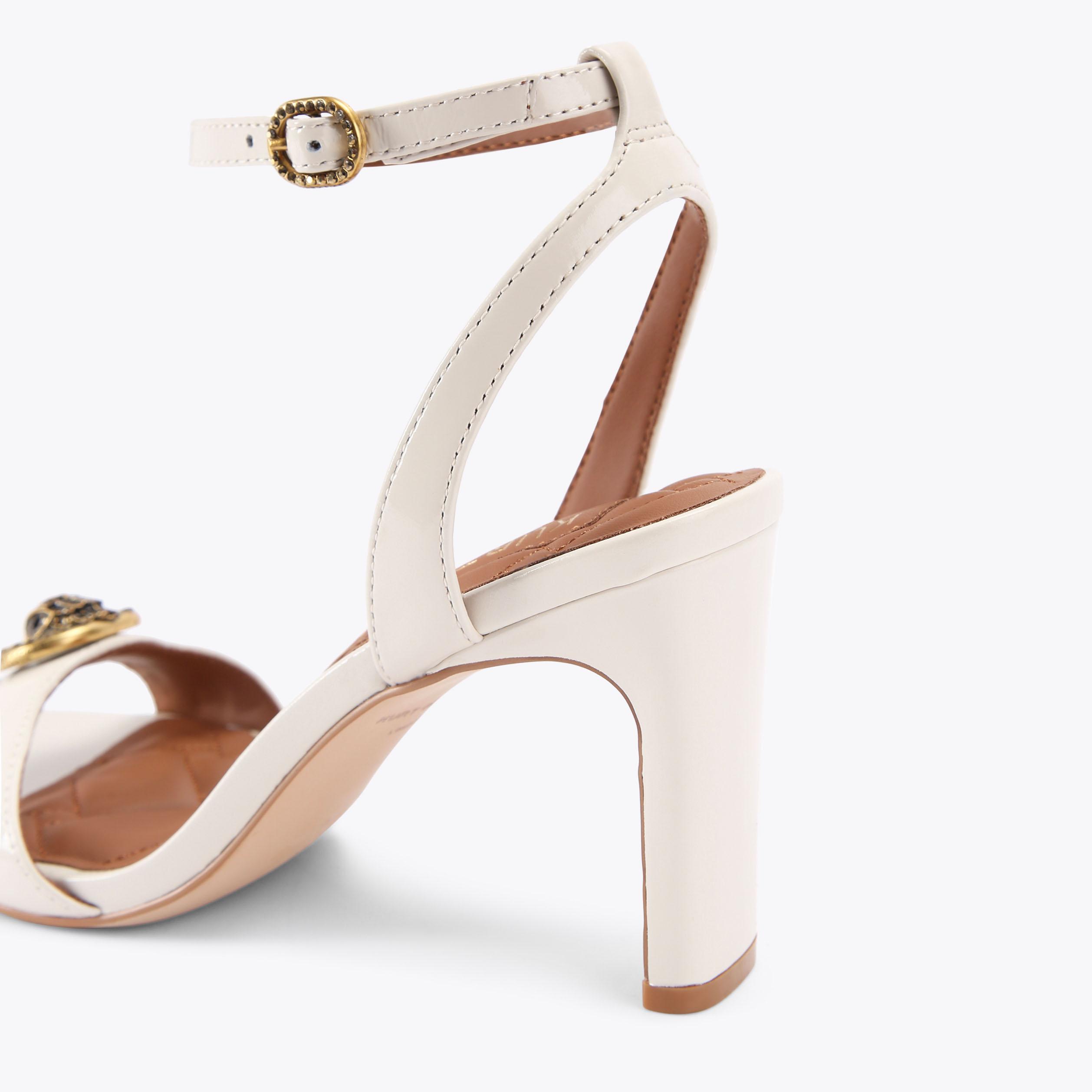 CHELSEA SANDAL Bone Patent Leather Heel Sandal by KURT GEIGER LONDON