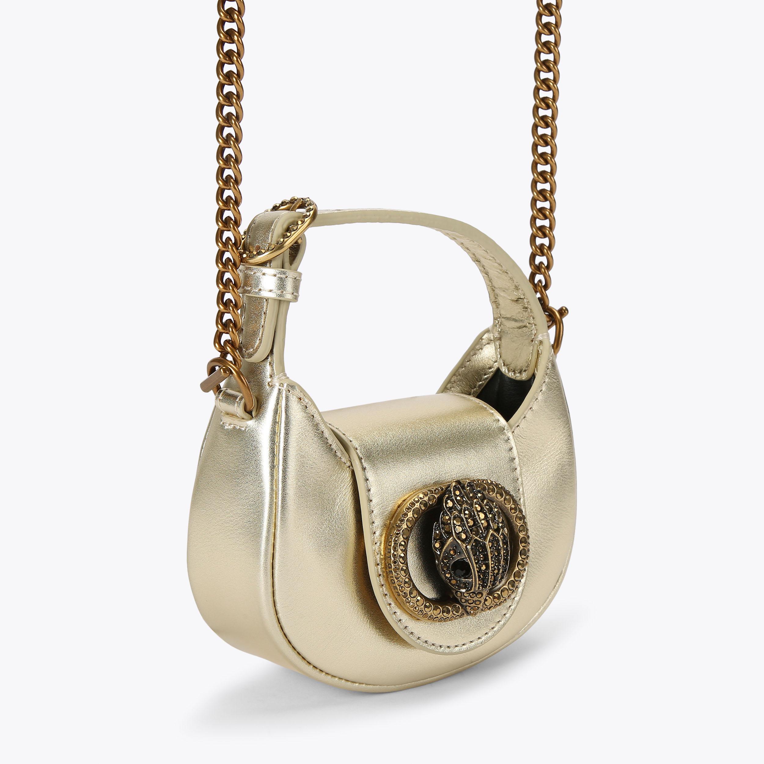MICRO CHELSEA HOBO Metallic Gold Micro Bag by KURT GEIGER LONDON