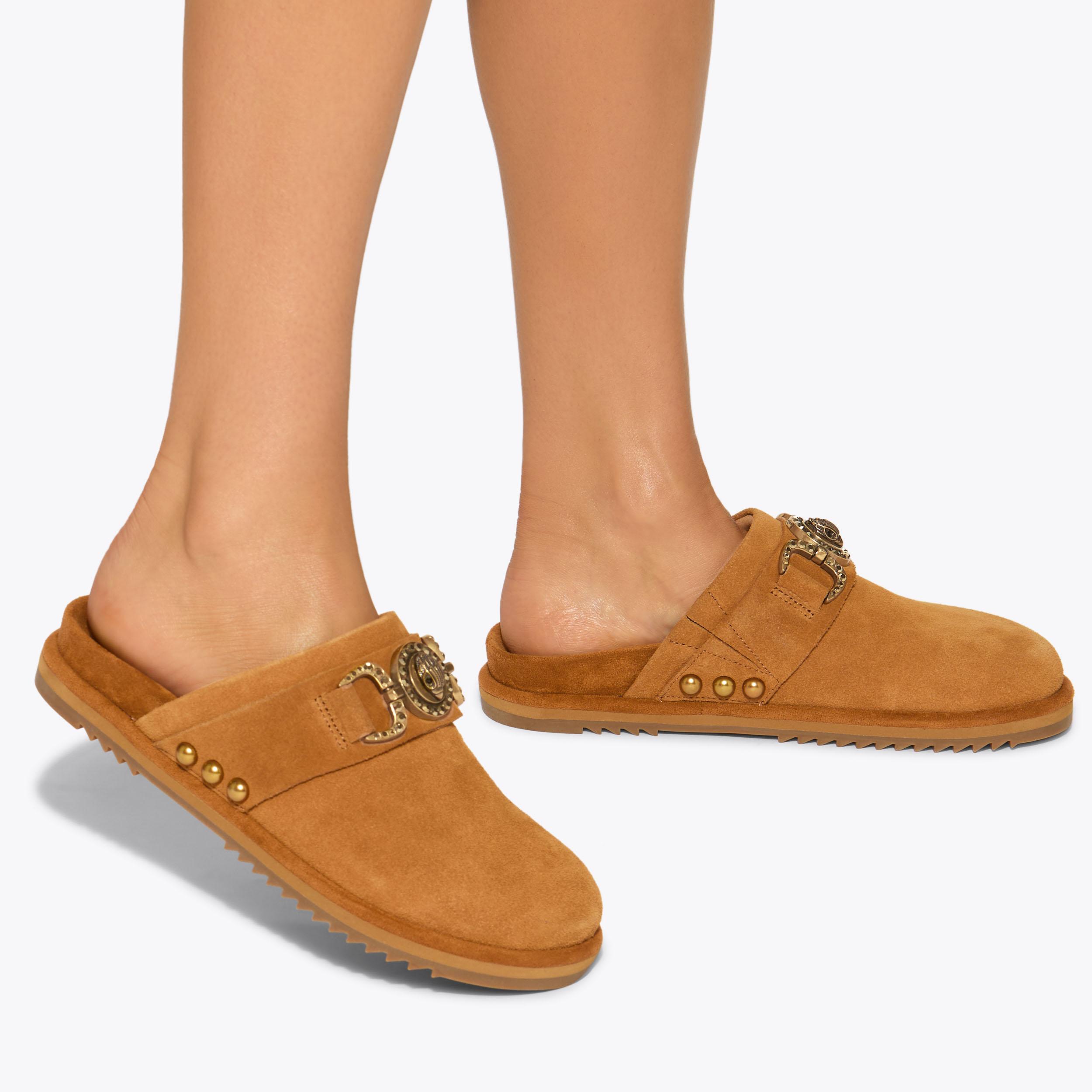 MANSION FLAT MULE Tan Suede Mule Shoe by KURT GEIGER LONDON