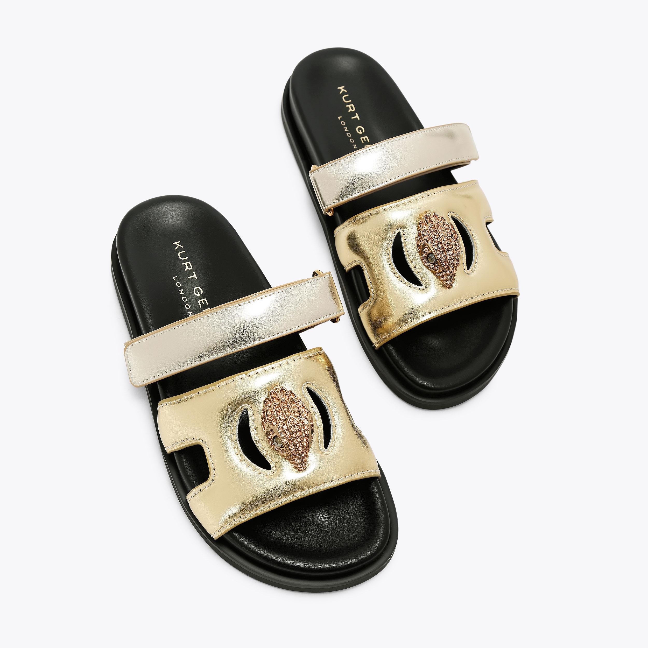 EAGLE CUT OUT SANDAL Gold Slip On Sandal by KURT GEIGER LONDON