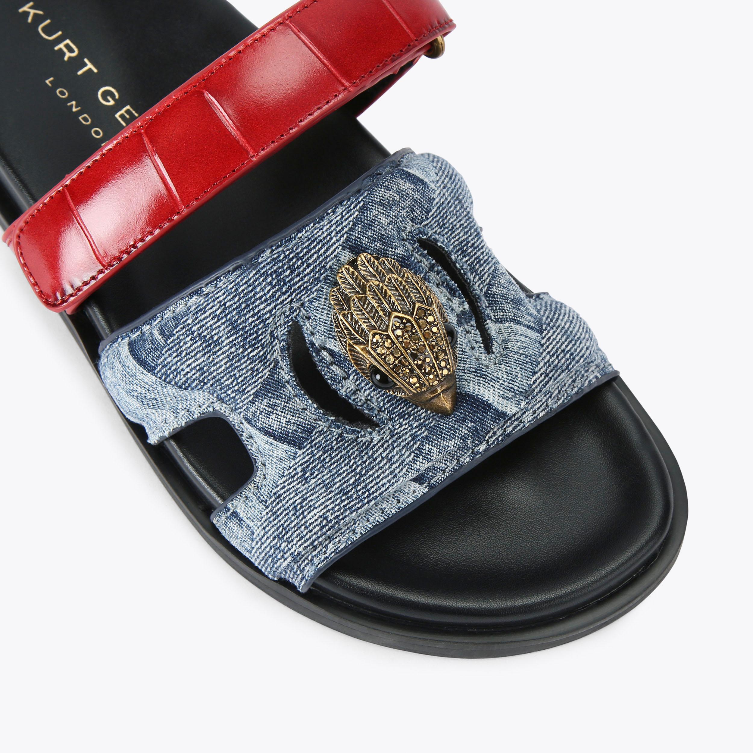 EAGLE CUT OUT SANDAL Denim Leather Slip On Sandal by KURT GEIGER LONDON