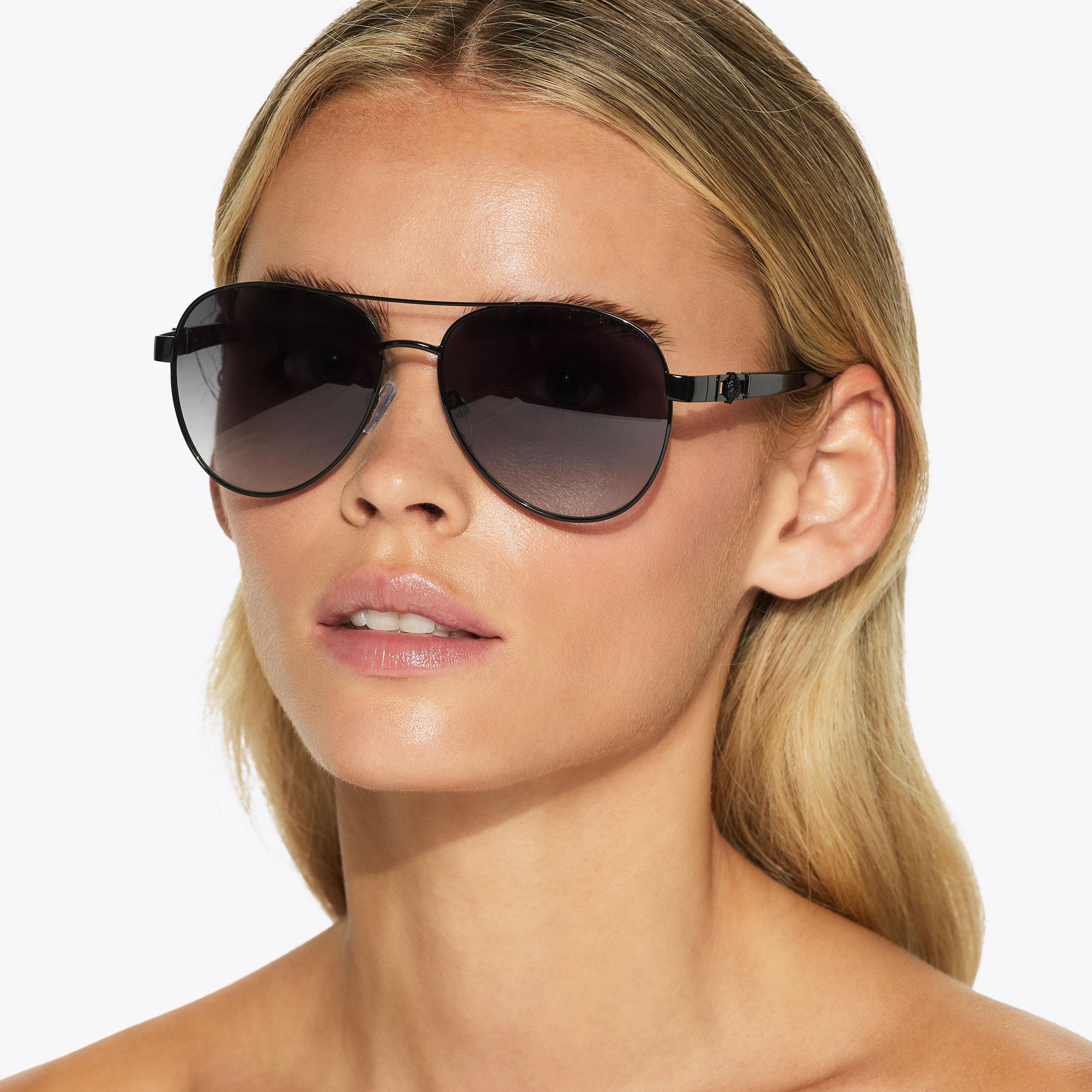 METAL REGENT AVIATOR Black Aviator Sunglasses by KURT GEIGER LONDON