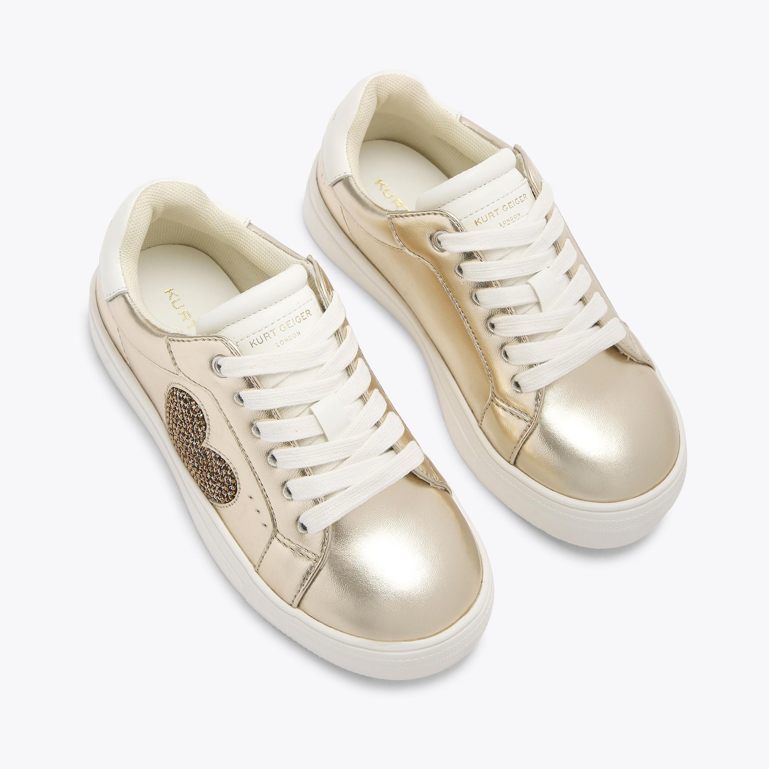 MINI LANA HEART Gold Metallic Trainer by KURT GEIGER LONDON
