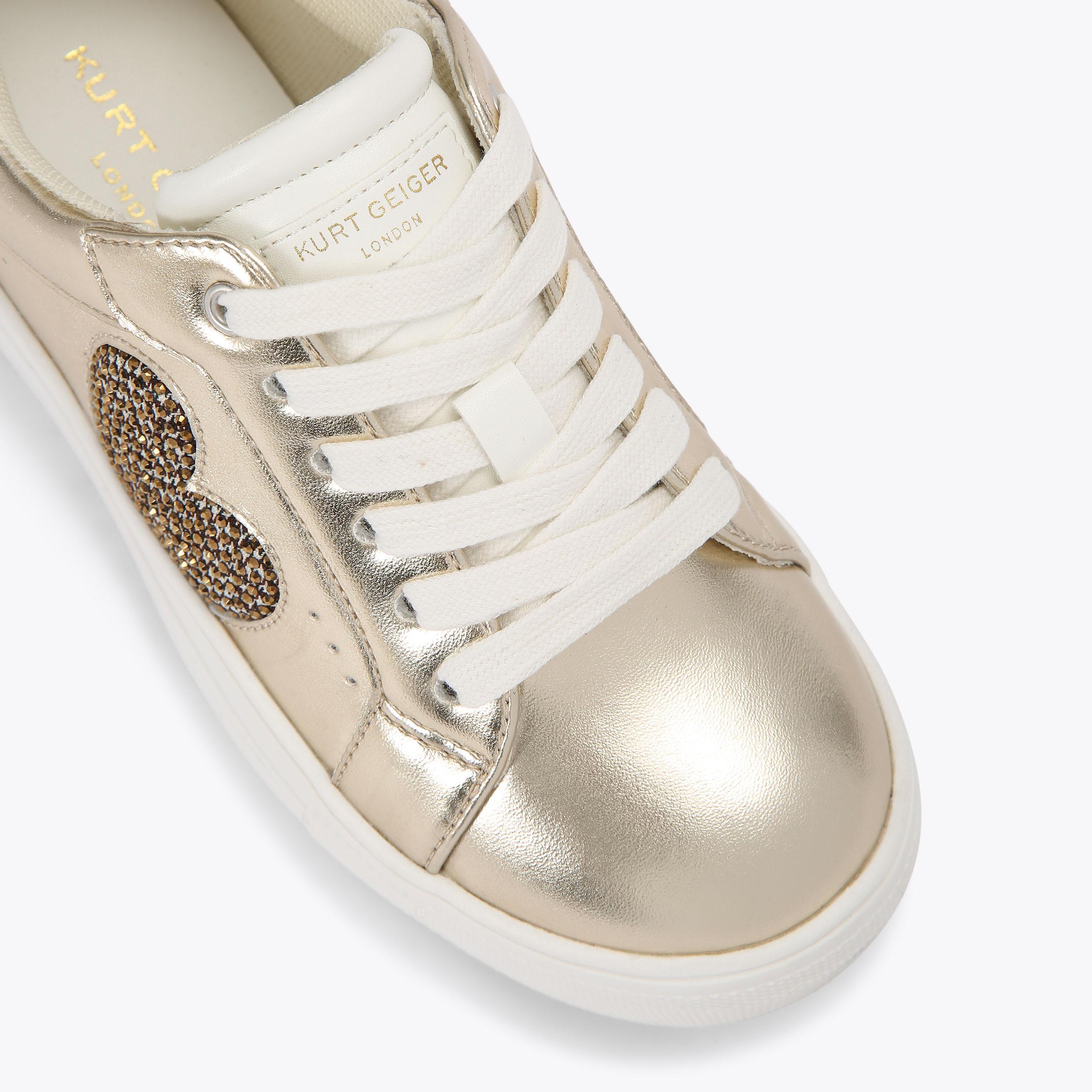 MINI LANA HEART Gold Metallic Trainer by KURT GEIGER LONDON