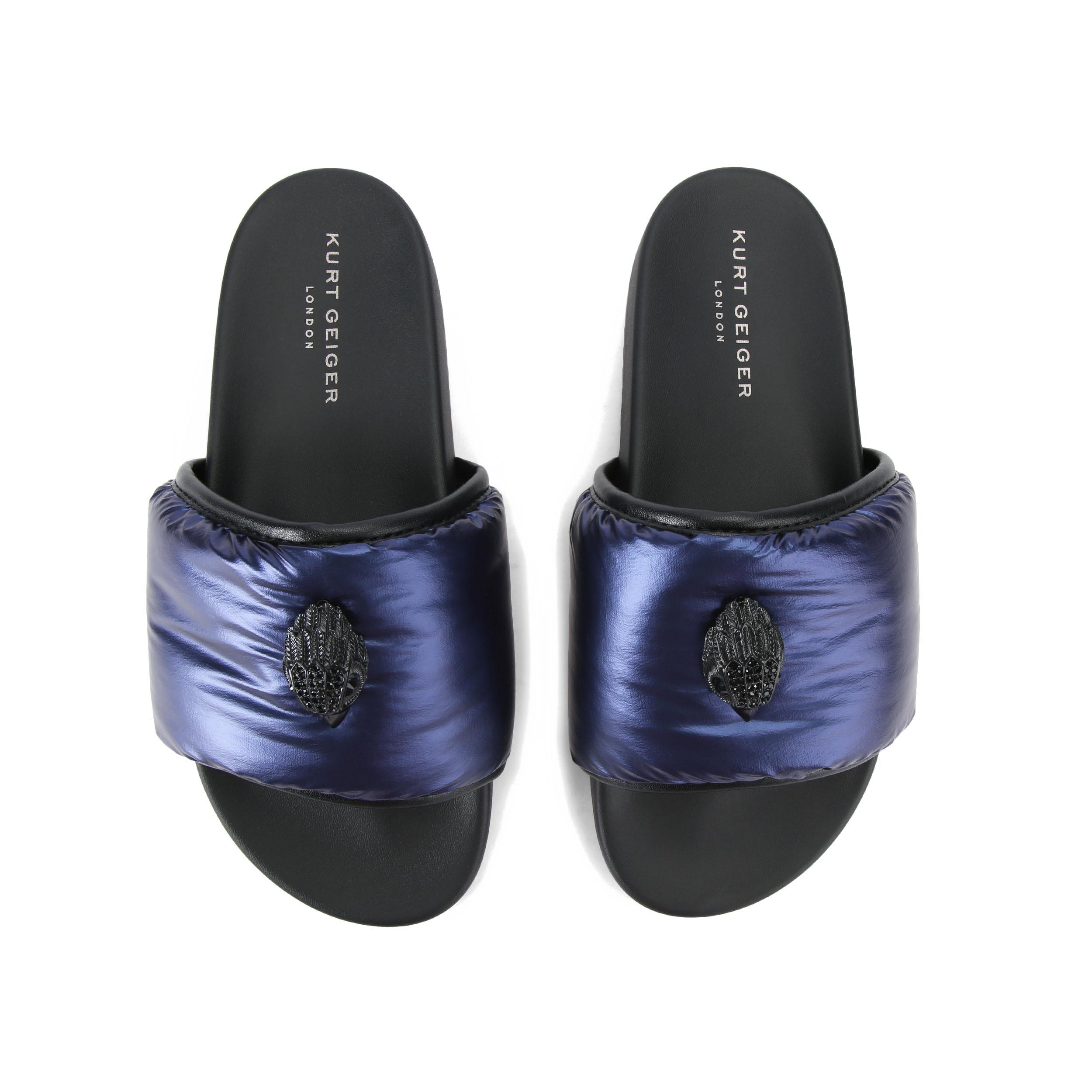EAGLE PUFF SLIDE Blue Nylon Slip On Sandal by KURT GEIGER LONDON