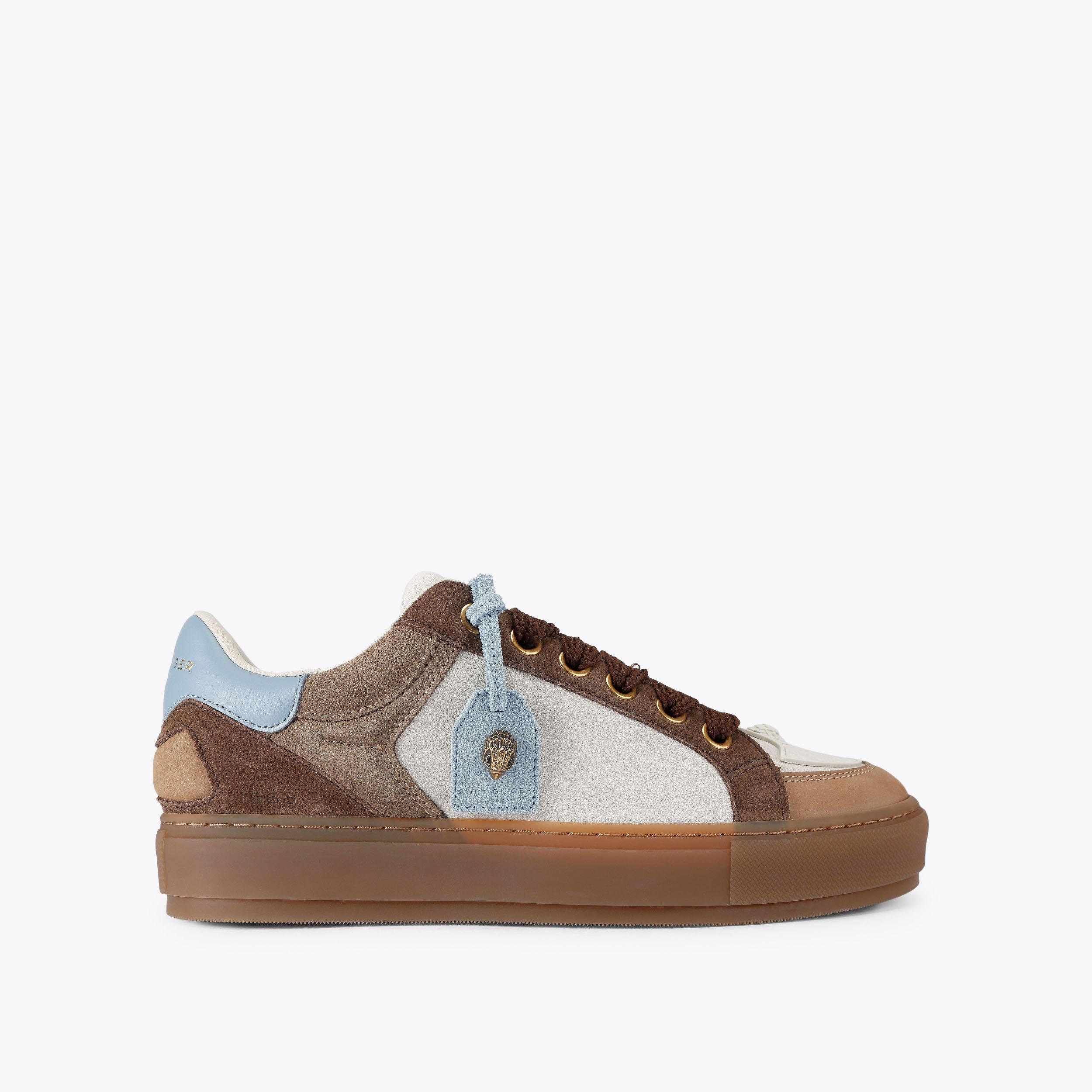 SOUTHBANK TAG SNEAKER Brown Leather Lace Up Sneaker by Kurt Geiger London
