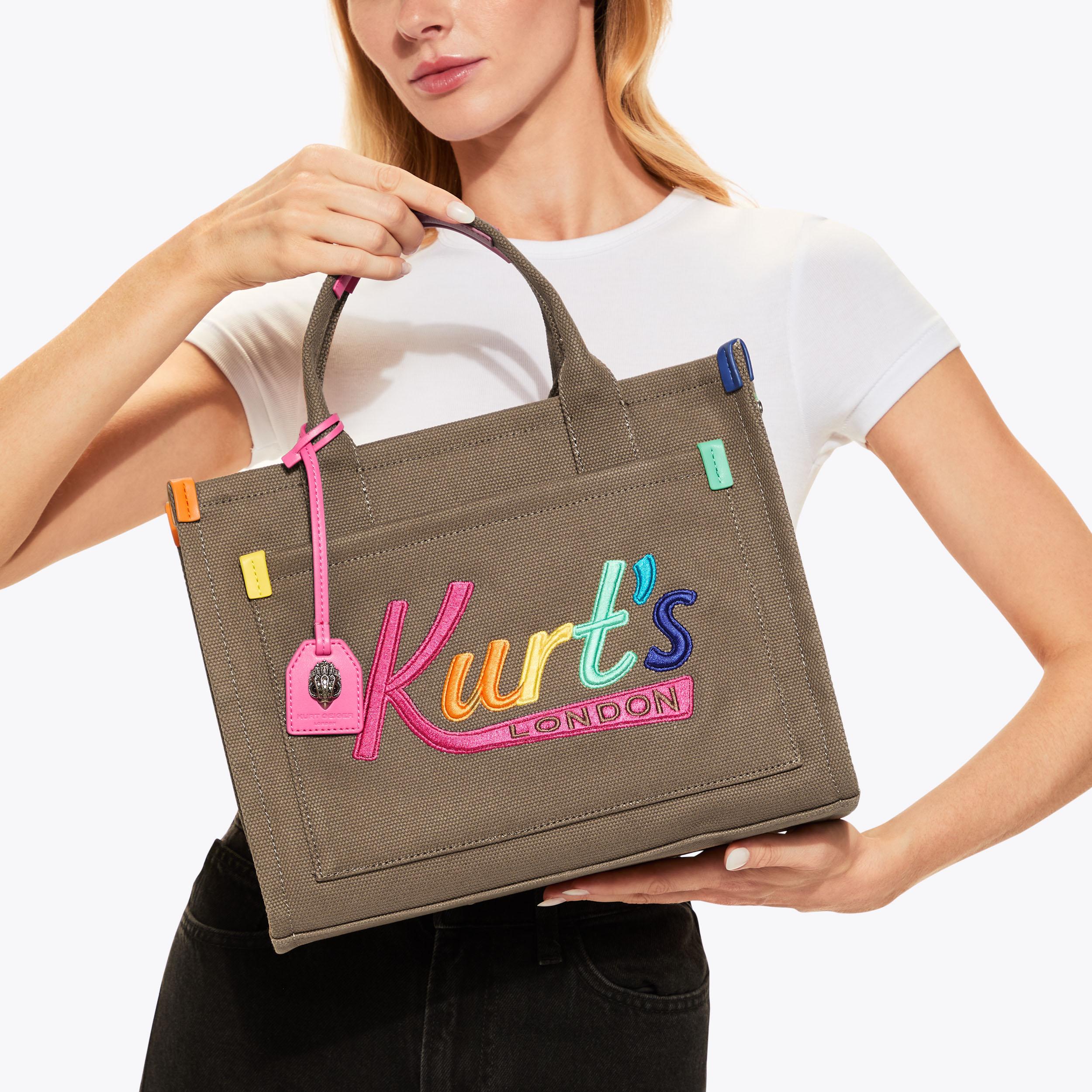 KURT LONDON TOTE Brown Canvas Tote Bag by KURT GEIGER LONDON