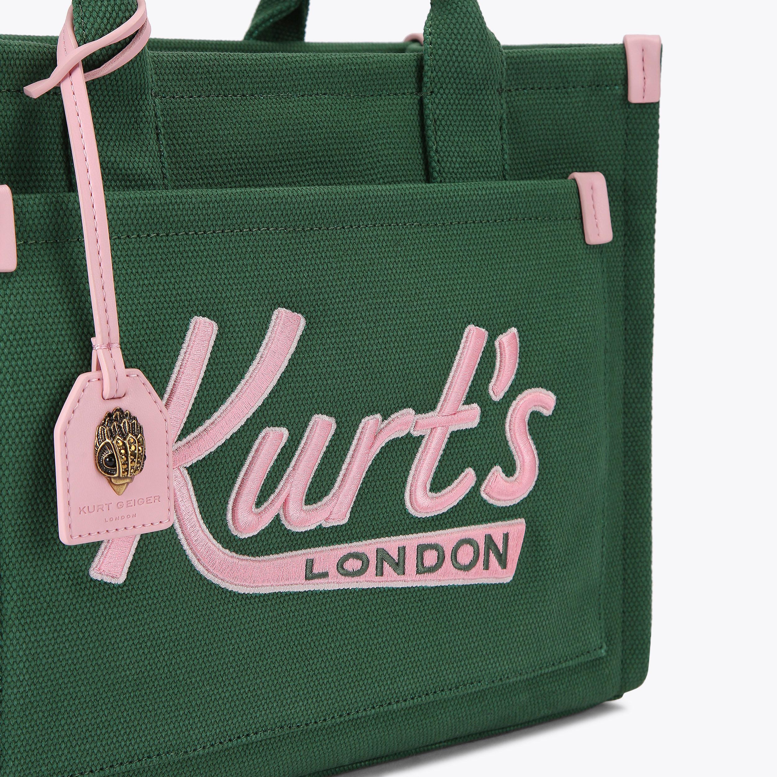 KURT LONDON TOTE Green Canvas Tote Bag by KURT GEIGER LONDON