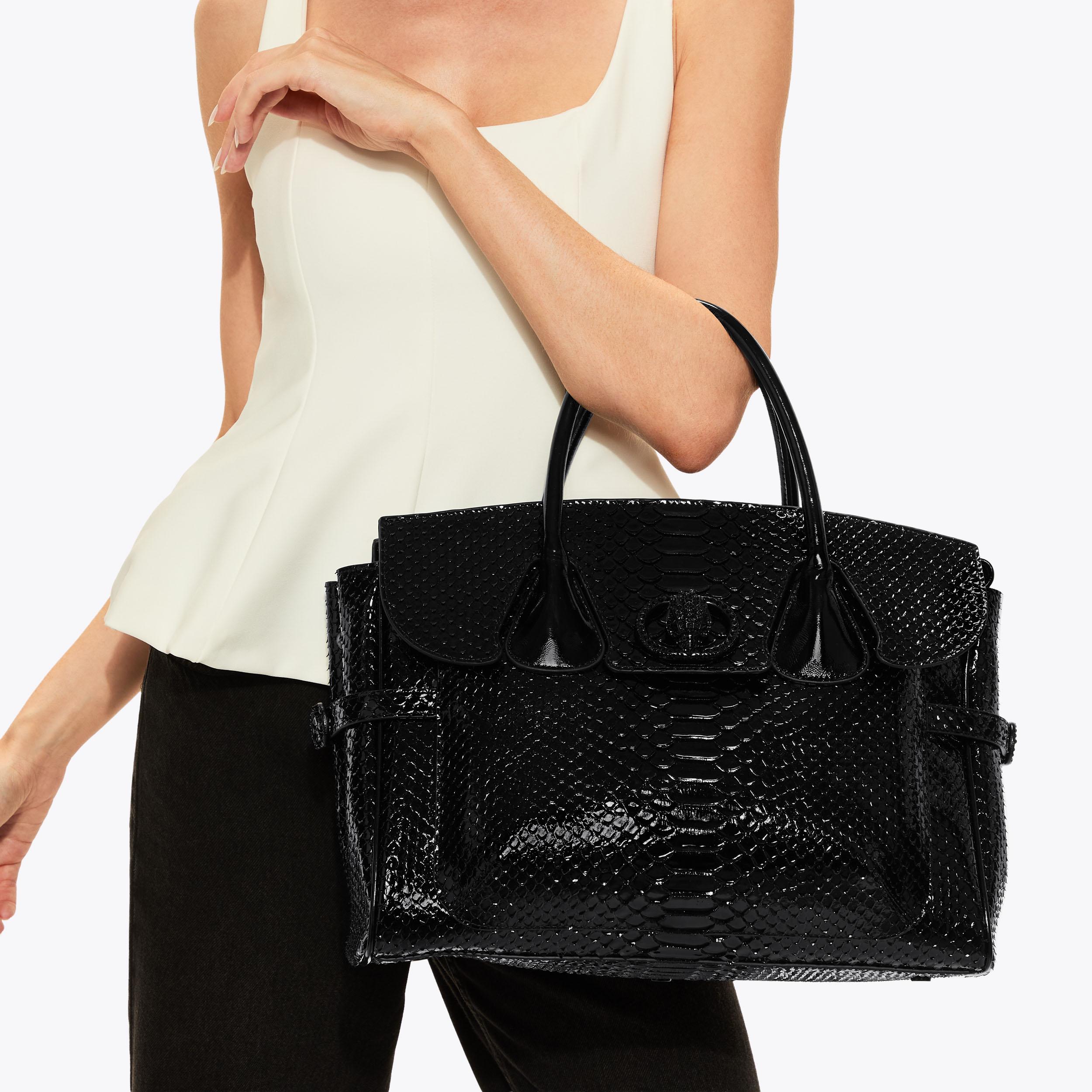 CHELSEA TOTE DR Black Snake Embossed Print Tote Bag by KURT GEIGER LONDON