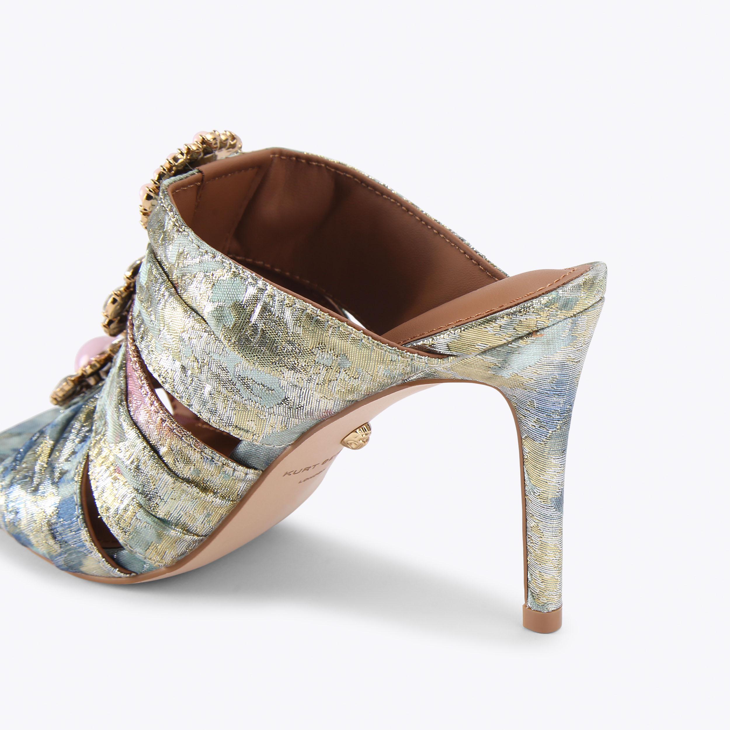 KENSINGTON SOFT BOW MULE Iridescent Mule Heel by KURT GEIGER LONDON