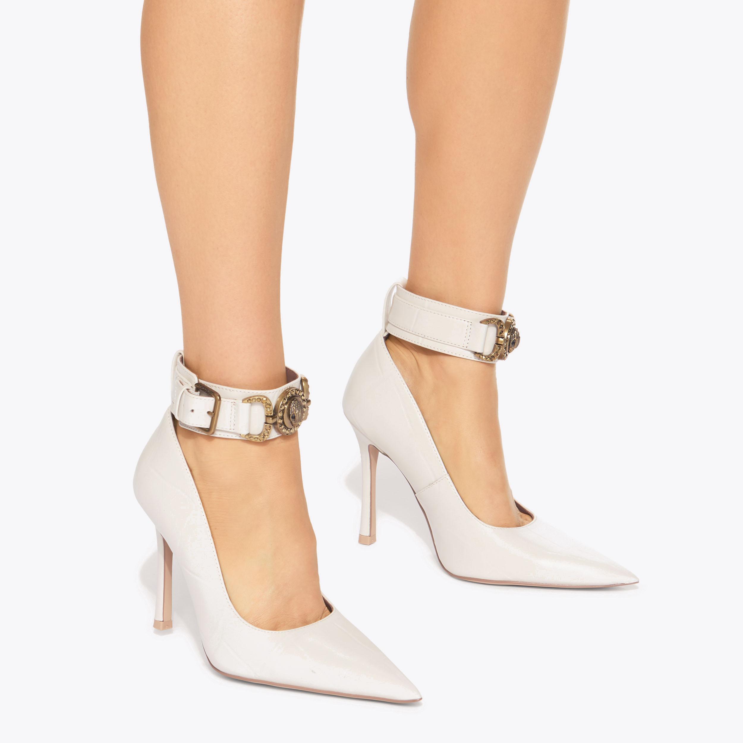 MANSION ANKLE STRAP COURT Bone Croc Embossed Court Heel by KURT GEIGER ...