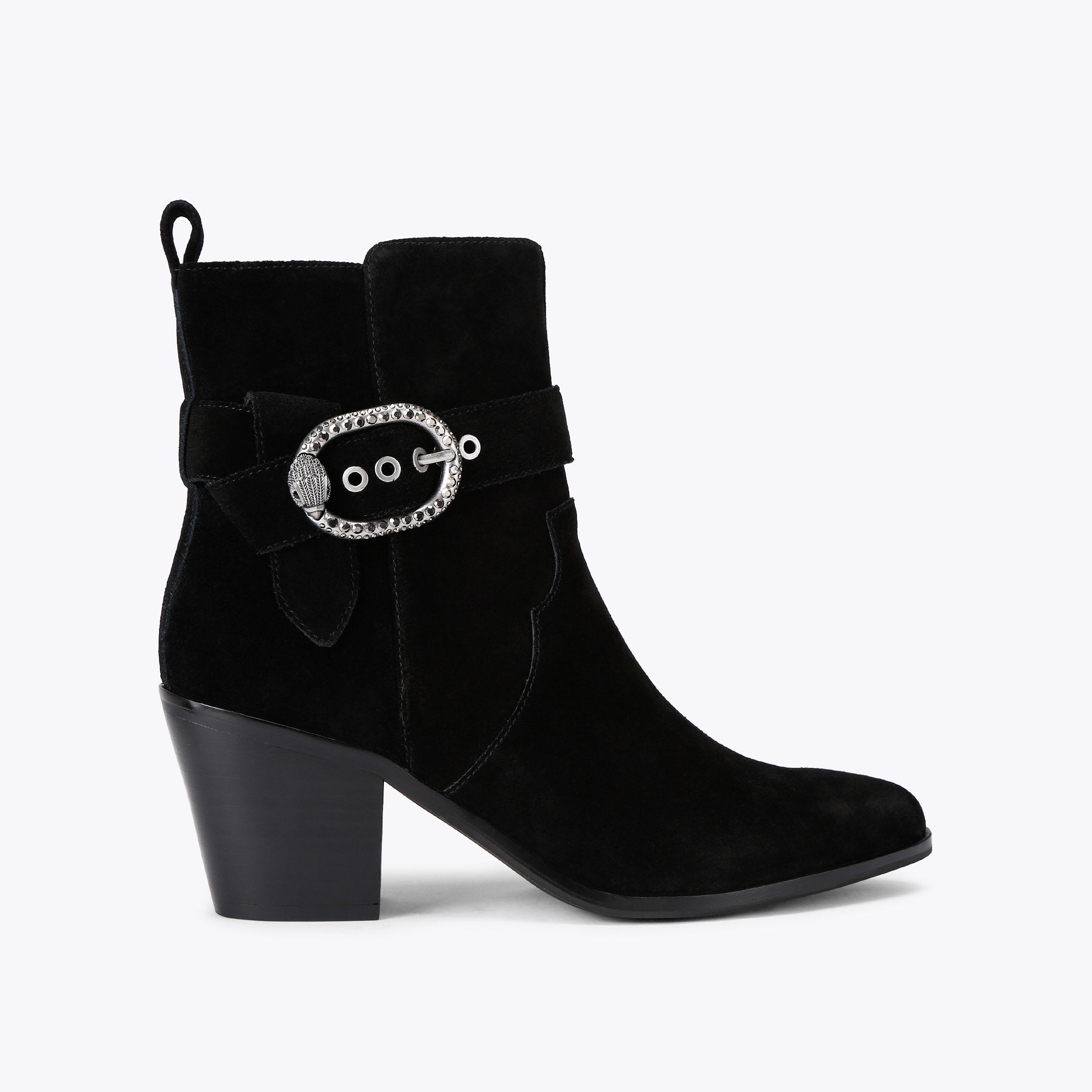 MAYFAIR BELT ANKLE BOOT Black Suede Leather Ankle Boot by KURT GEIGER ...