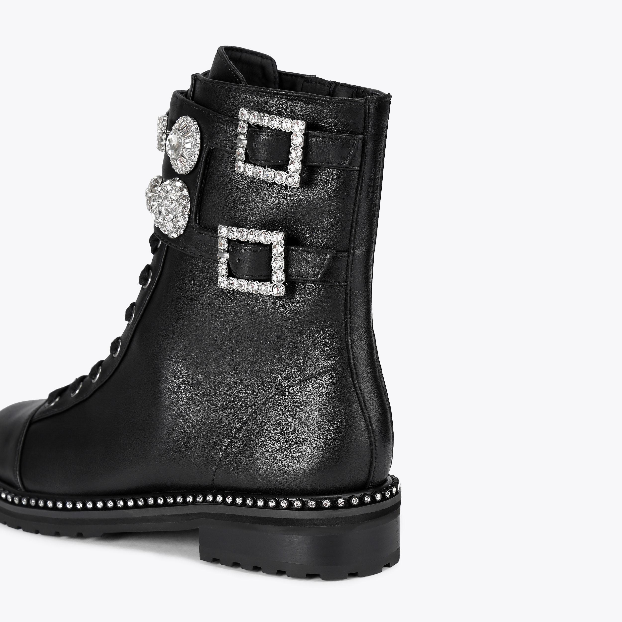 STOOP COMBAT BOOT Black Leather Boot by KURT GEIGER LONDON