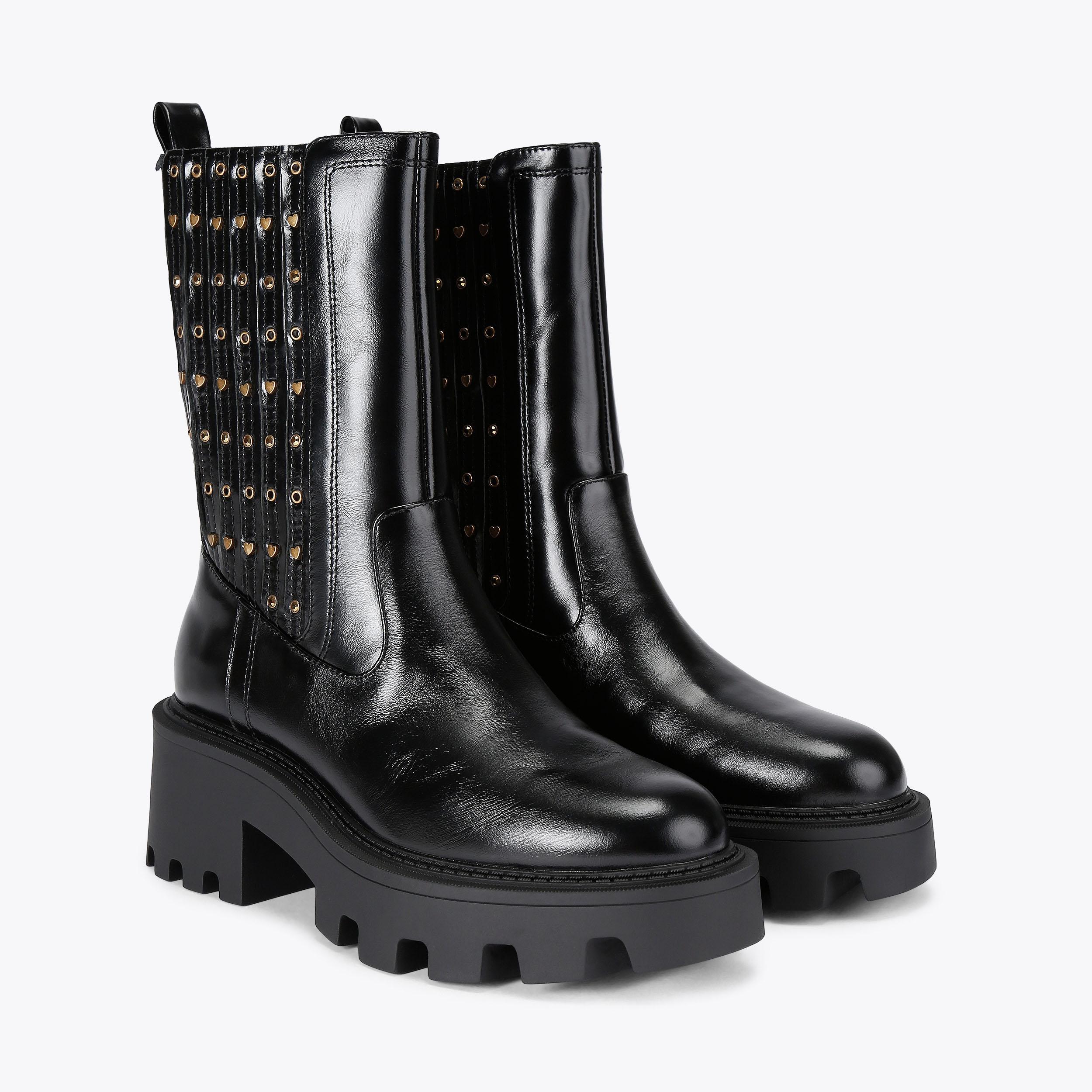 STUD CHELSEA ANKLE BOOT Black Studded Ankle Combat Boot by KURT GEIGER LONDON