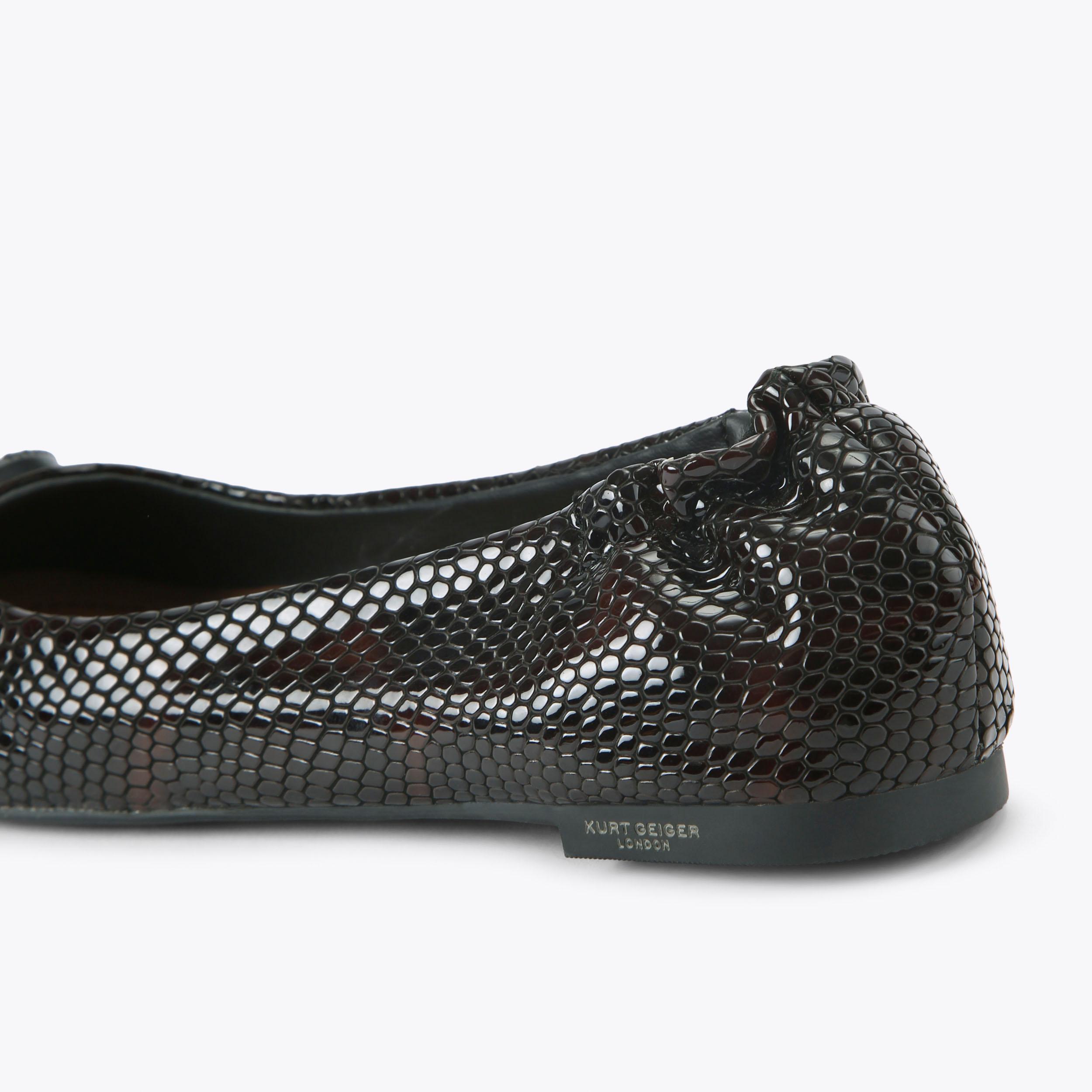 CHELSEA BALLERINA Brown Patent Snake Embossed Leather Ballerina by KURT ...