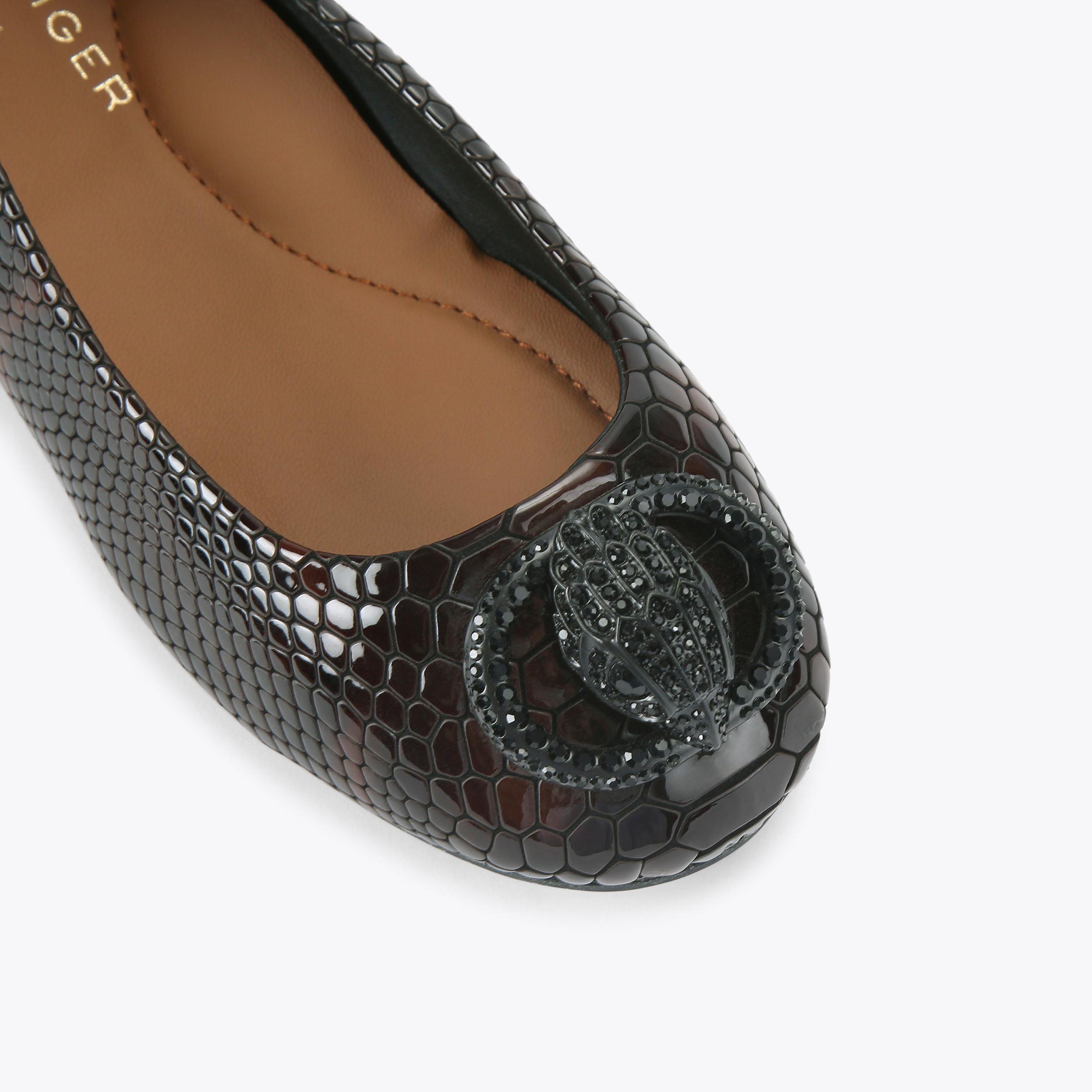 CHELSEA BALLERINA Brown Patent Snake Embossed Leather Ballerina by KURT ...