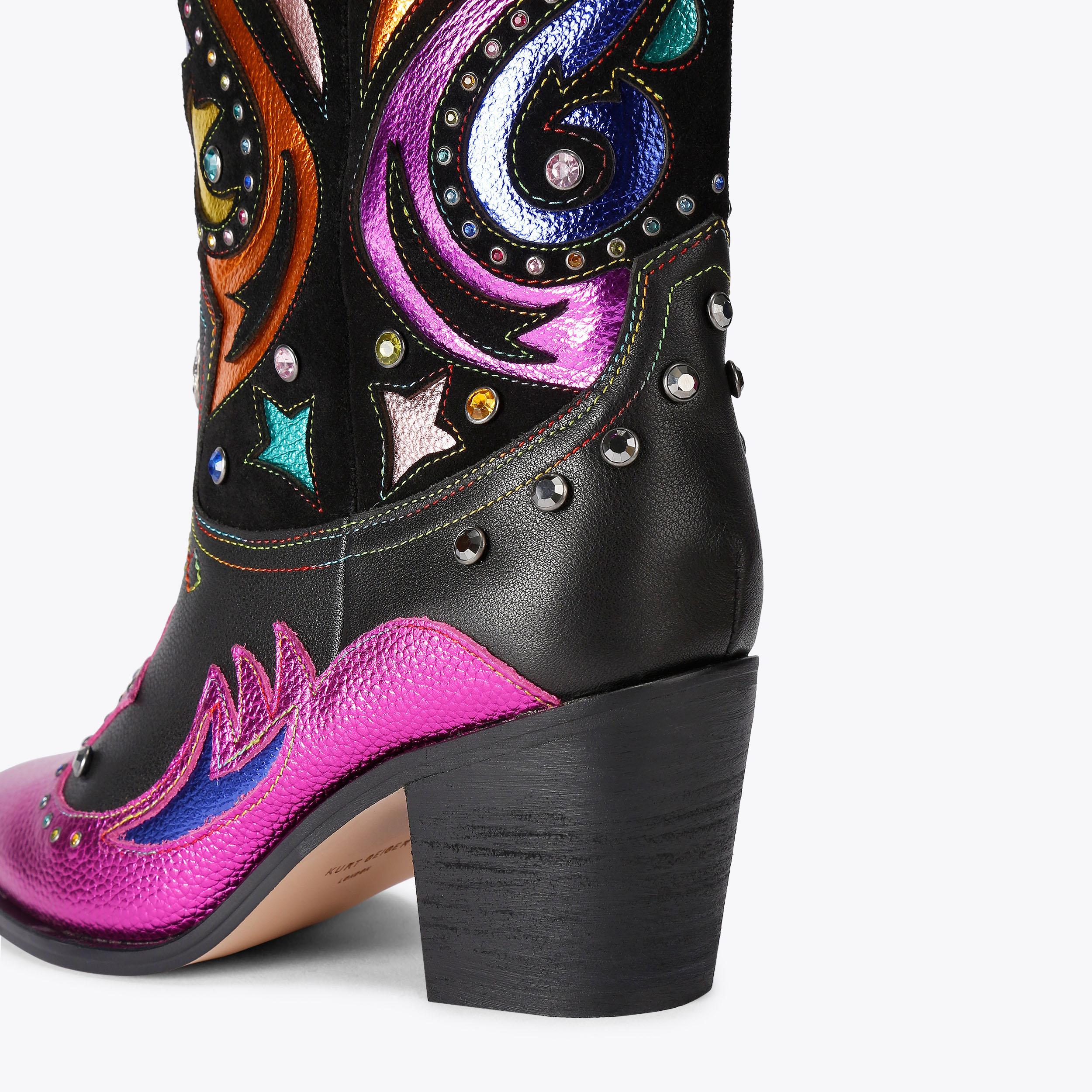 KENSINGTON COWBOY BOOT Black Rainbow Cowboy Boot by KURT GEIGER LONDON