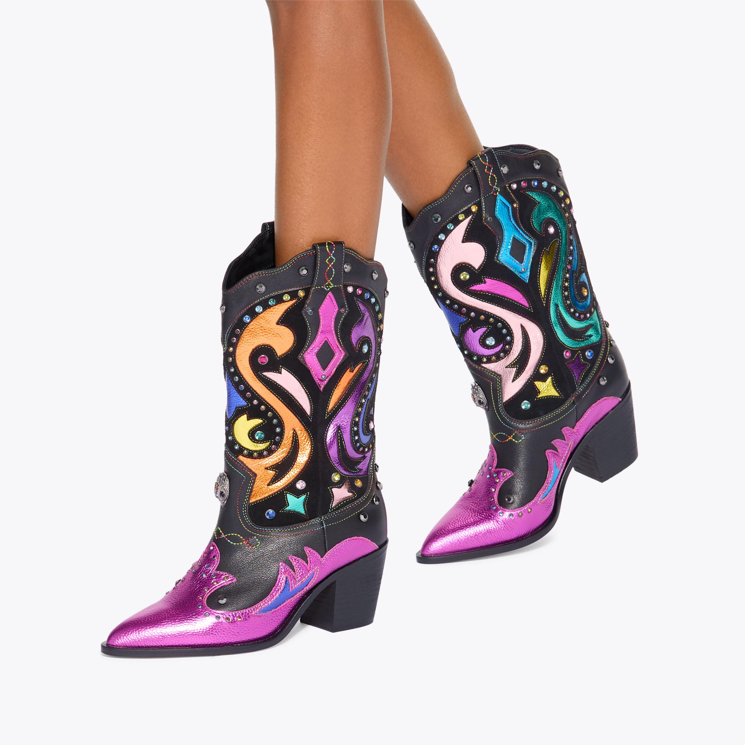KENSINGTON COWBOY BOOT Black Rainbow Cowboy Boot by KURT GEIGER LONDON
