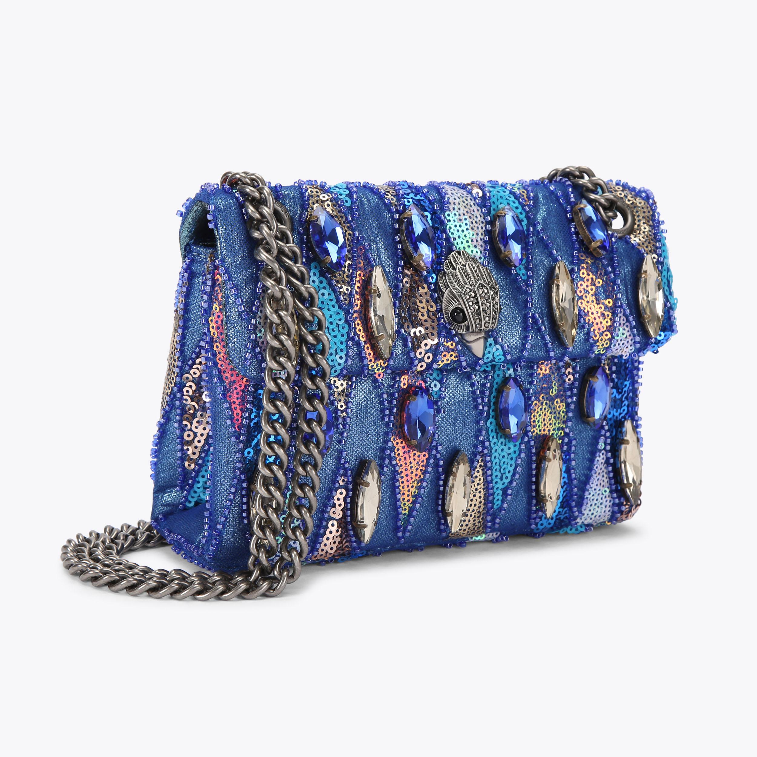 SEQUIN MINI KENSINGTON Blue Sequin Crystal Kensington Bag by KURT ...
