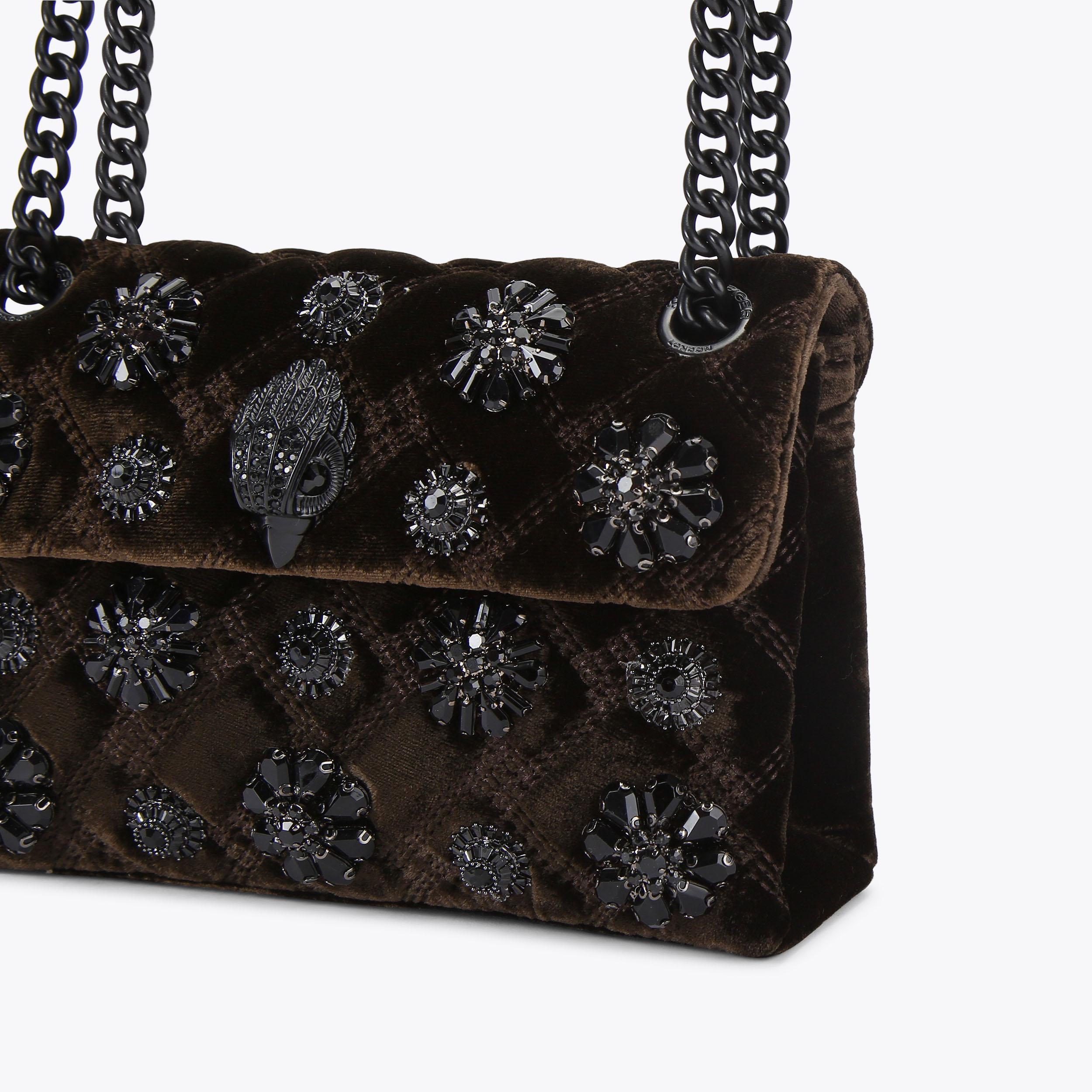 VELVET MINI KENSINGTON Deep Brown Crystal Cross Body Purse by KURT ...