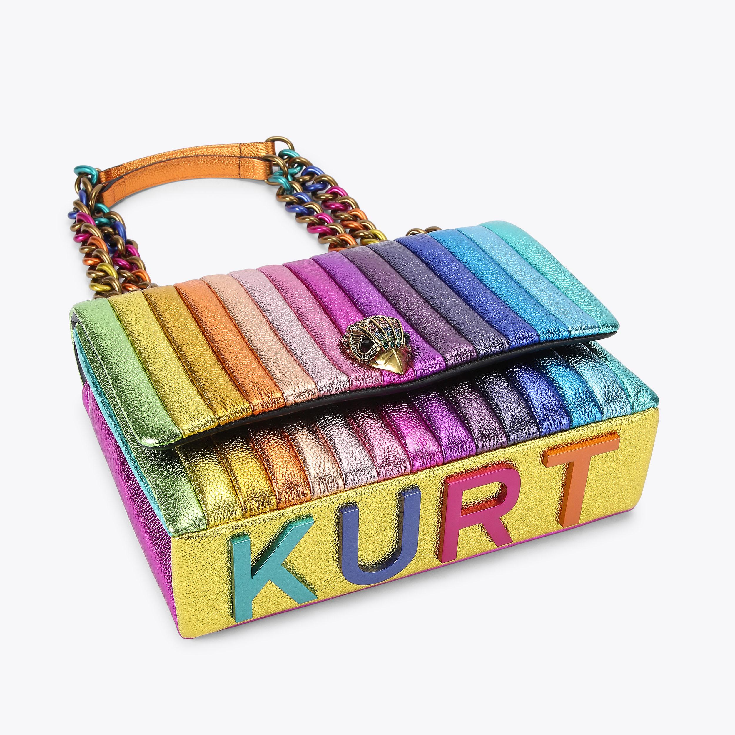 LARGE KENSINGTON KURT Q Rainbow Stripe Pebble Grain Shoulder Bag by ...