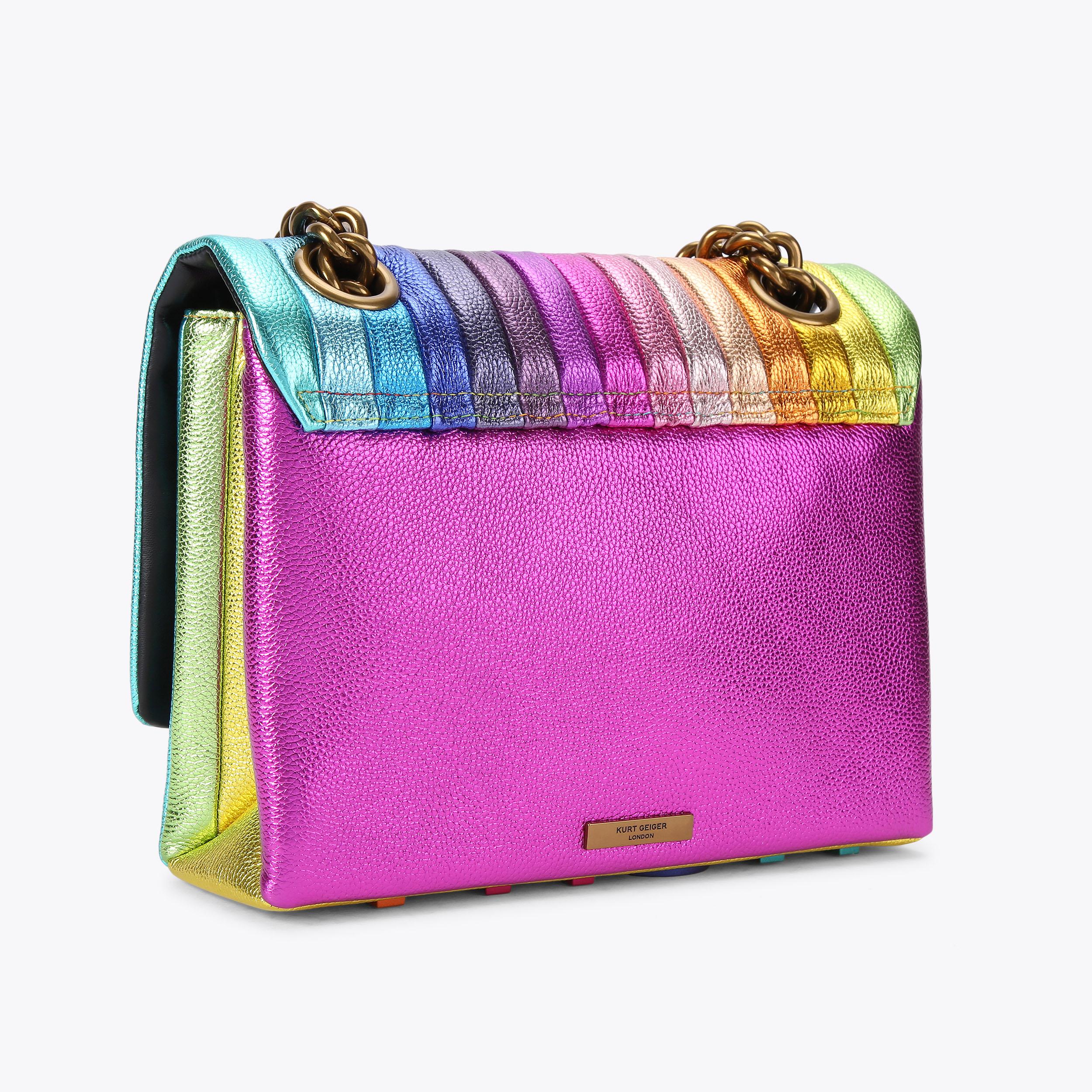 LARGE KENSINGTON KURT Q Rainbow Stripe Pebble Grain Shoulder Bag by ...