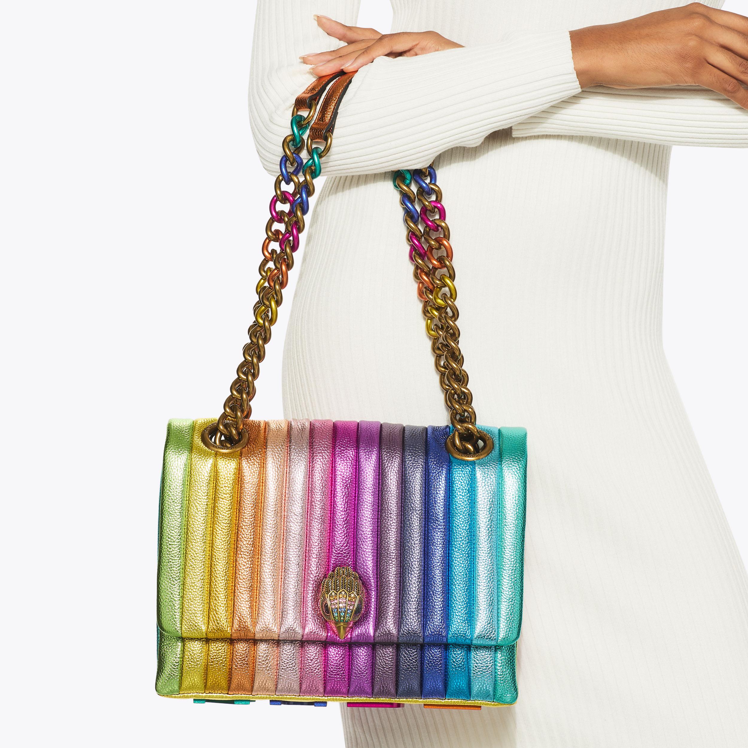 LARGE KENSINGTON KURT Q Rainbow Stripe Pebble Grain Shoulder Bag by ...