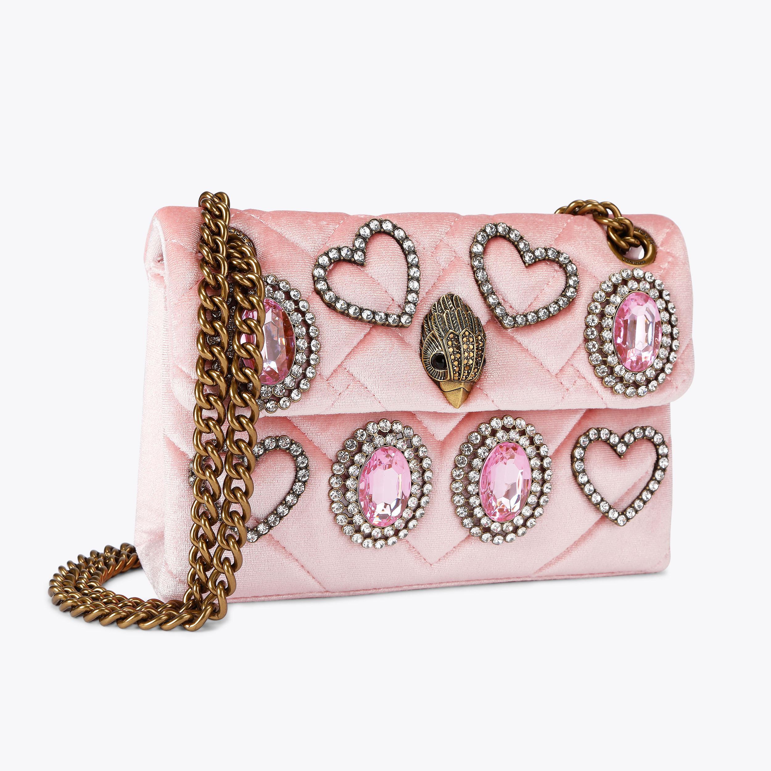 VELVET MINI KENSINGTON Pale Pink Velvet Cross Body Bag by KURT GEIGER ...
