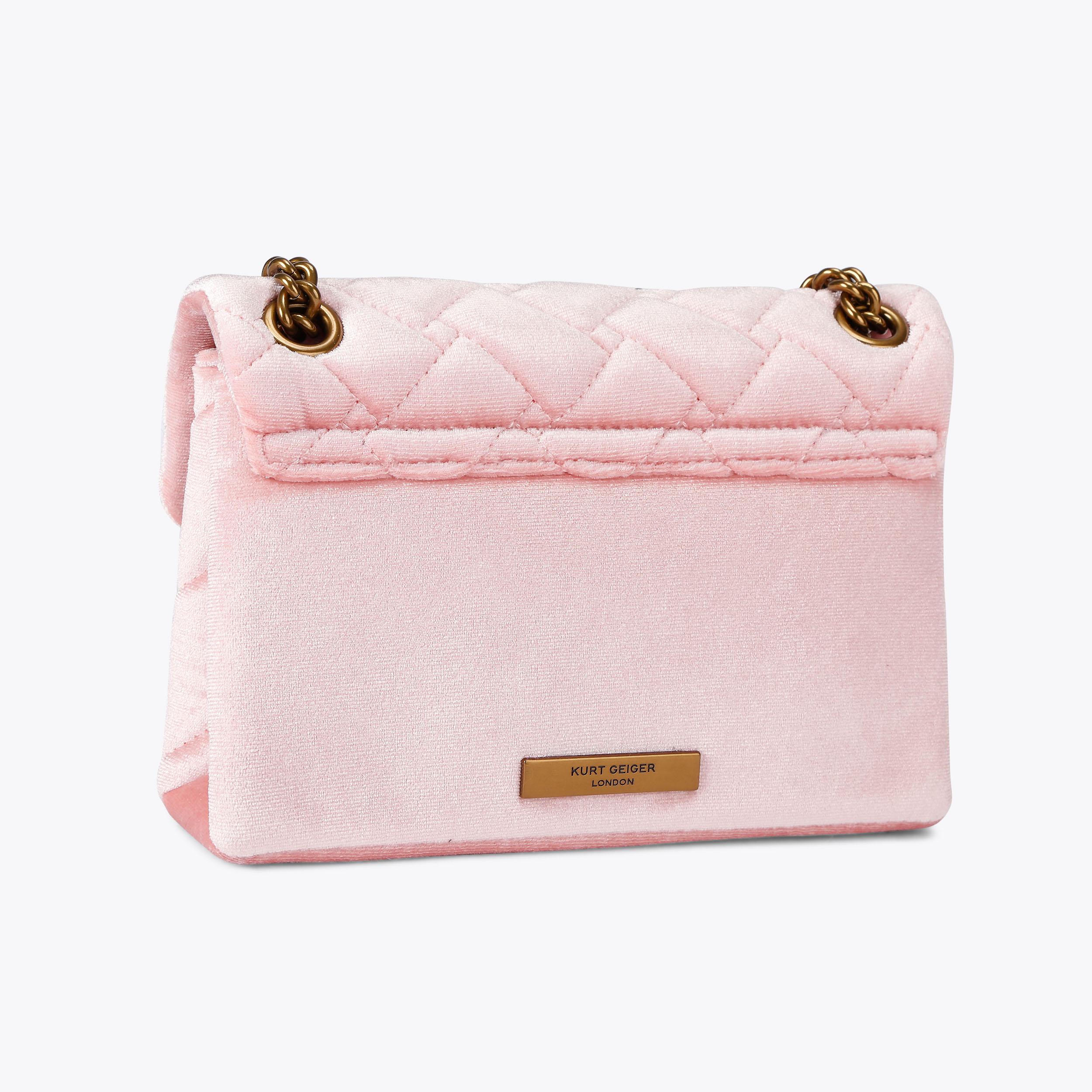 VELVET MINI KENSINGTON Pale Pink Velvet Cross Body Bag by KURT GEIGER ...