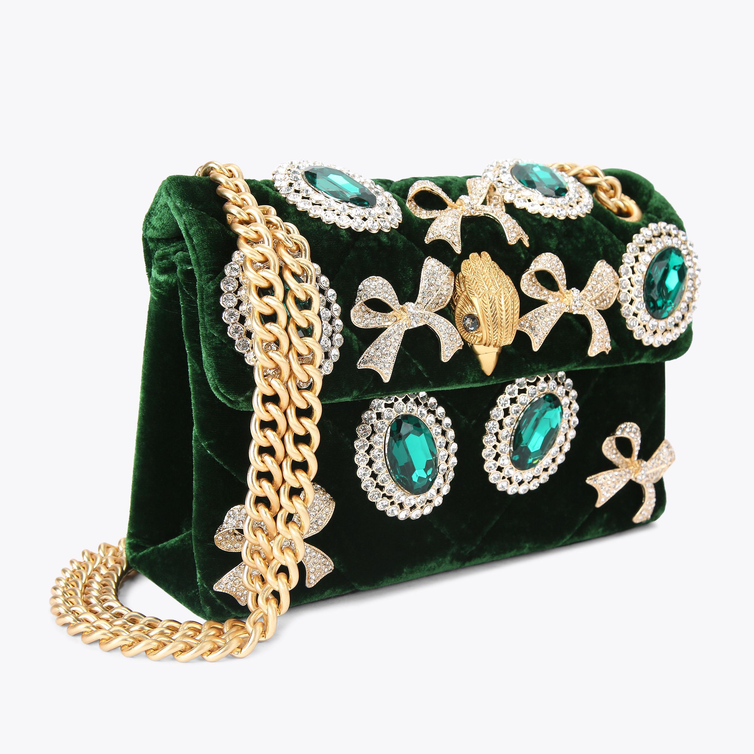VELVET MINI KENSINGTON Soft Black Velvet Fabric Bag by KURT GEIGER LONDON