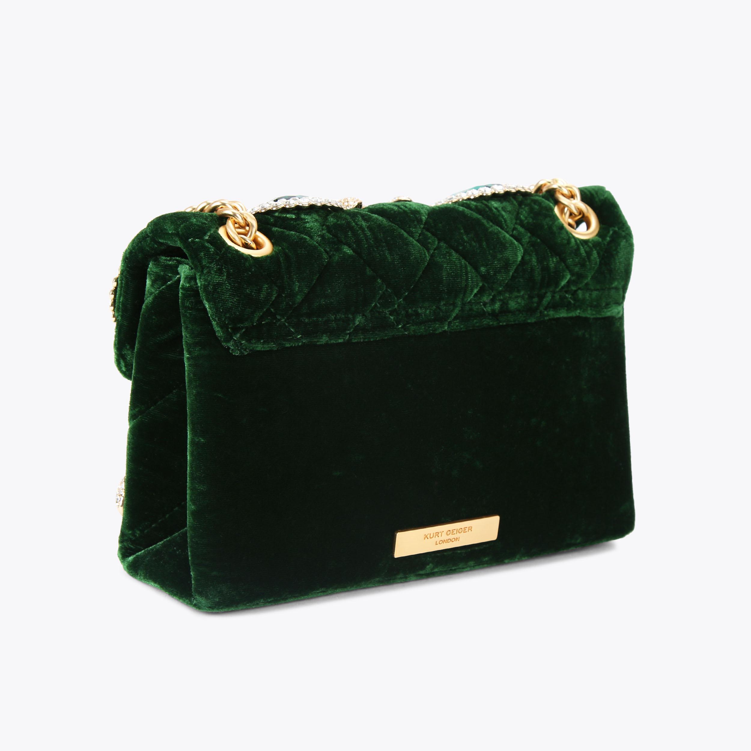VELVET MINI KENSINGTON Soft Black Velvet Fabric Bag by KURT GEIGER LONDON