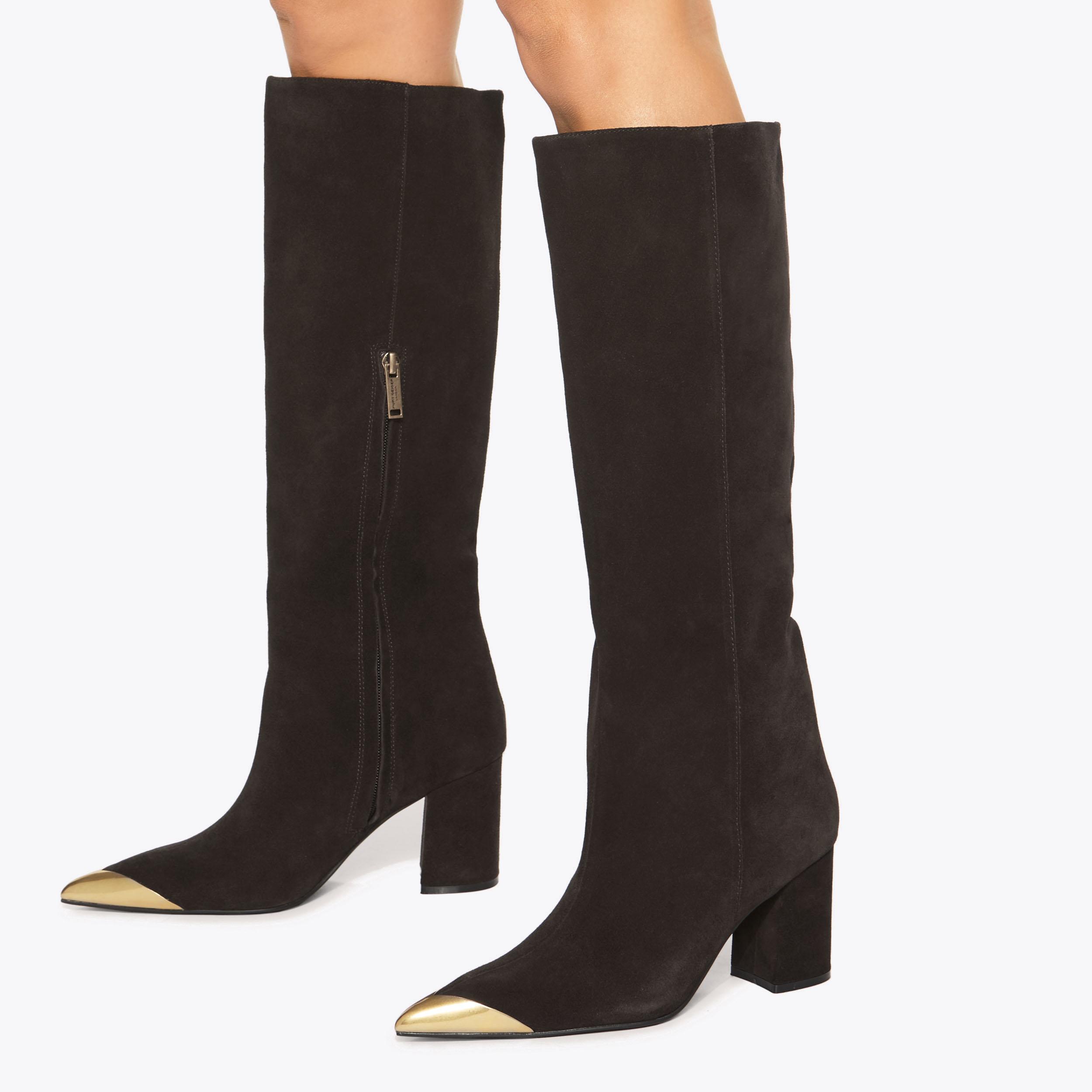 REGENT CAP KNEE BOOT Dark Brown Suede Leather Boot by KURT GEIGER LONDON