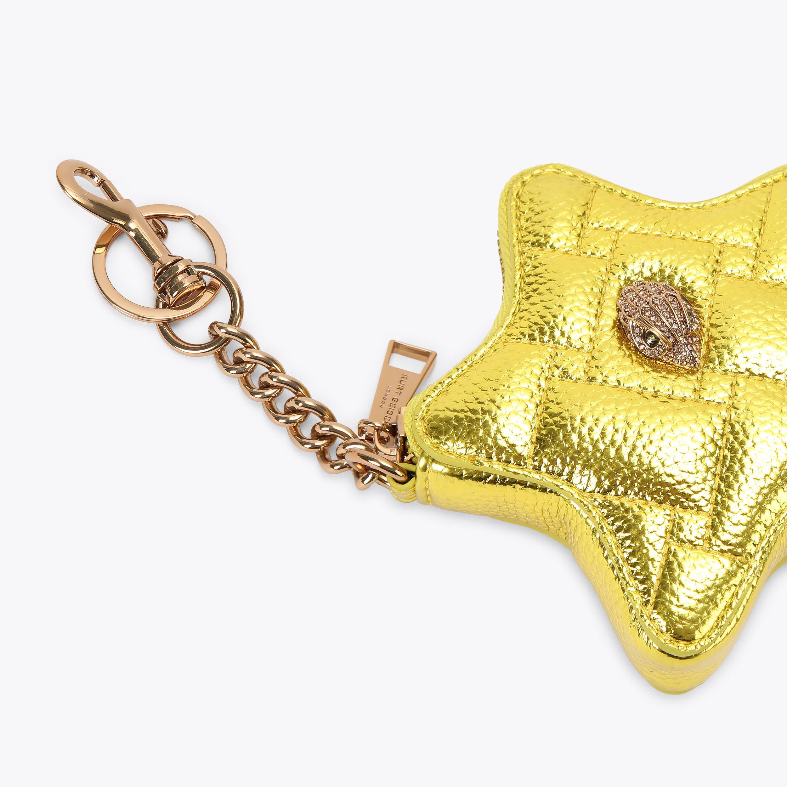 KENSINGTON STAR CHARM Metallic Yellow Bag Charm by KURT GEIGER LONDON